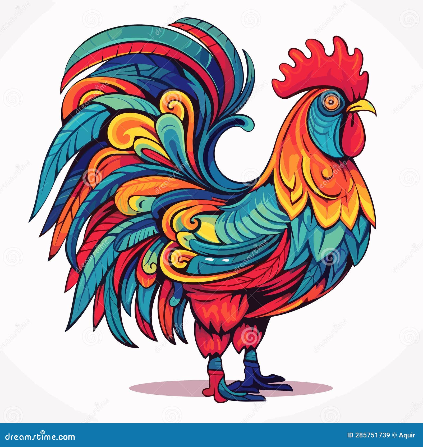 Rooster Hand-drawn Illustration. Rooster. Vector Doodle Style Cartoon ...