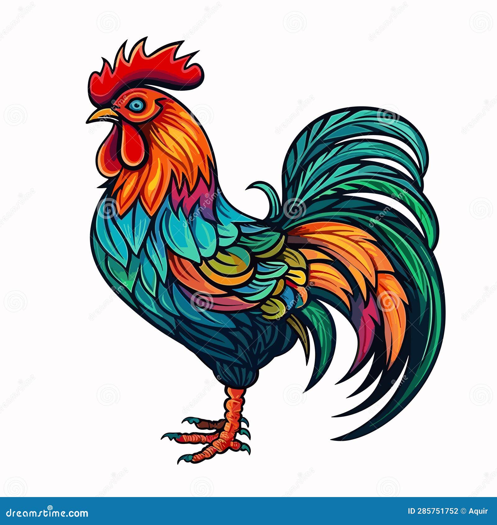 Rooster Hand-drawn Illustration. Rooster. Vector Doodle Style Cartoon ...