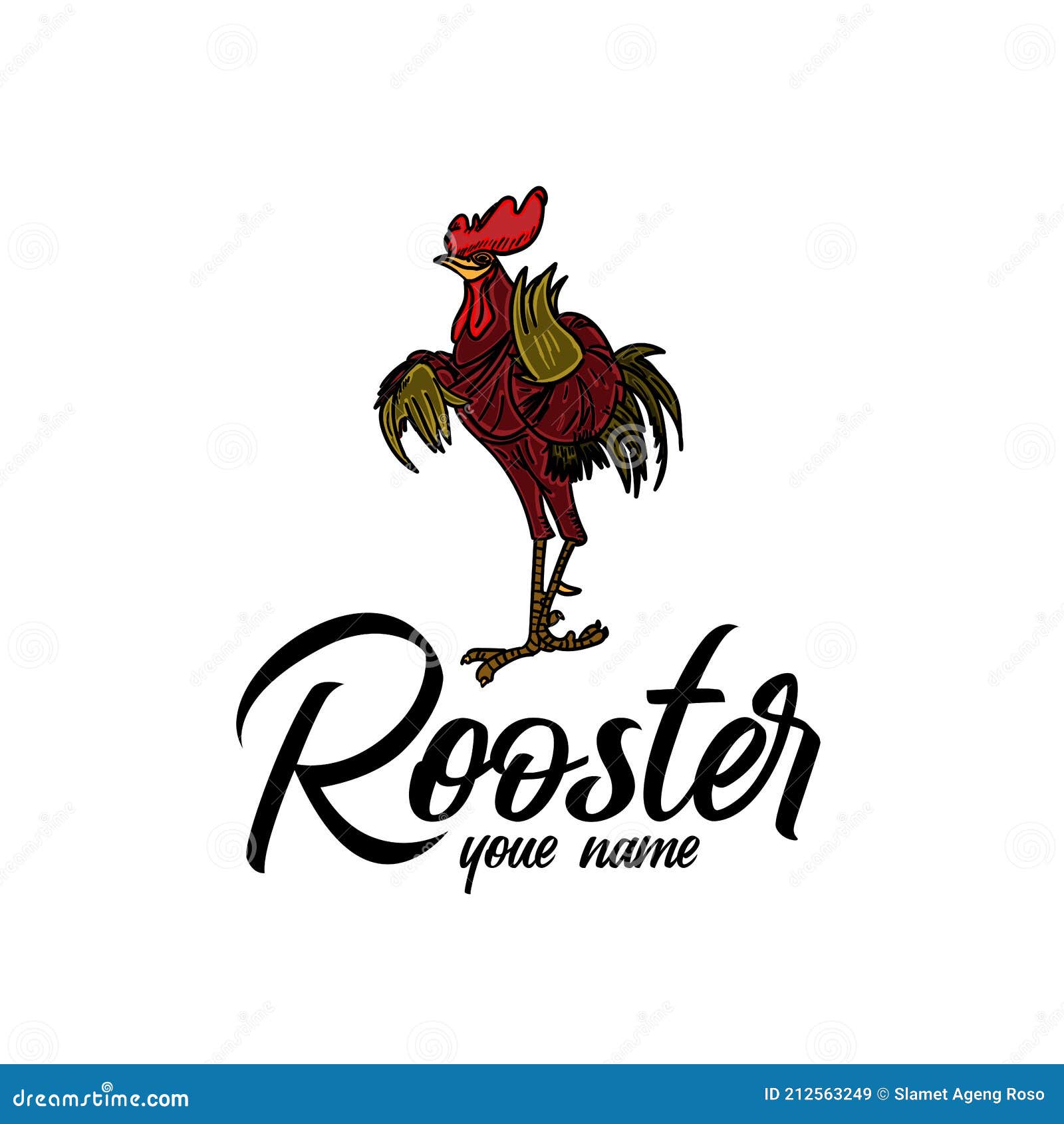 Rooster Hand Drawn Logo Vector Stock Vector - Illustration of feather ...