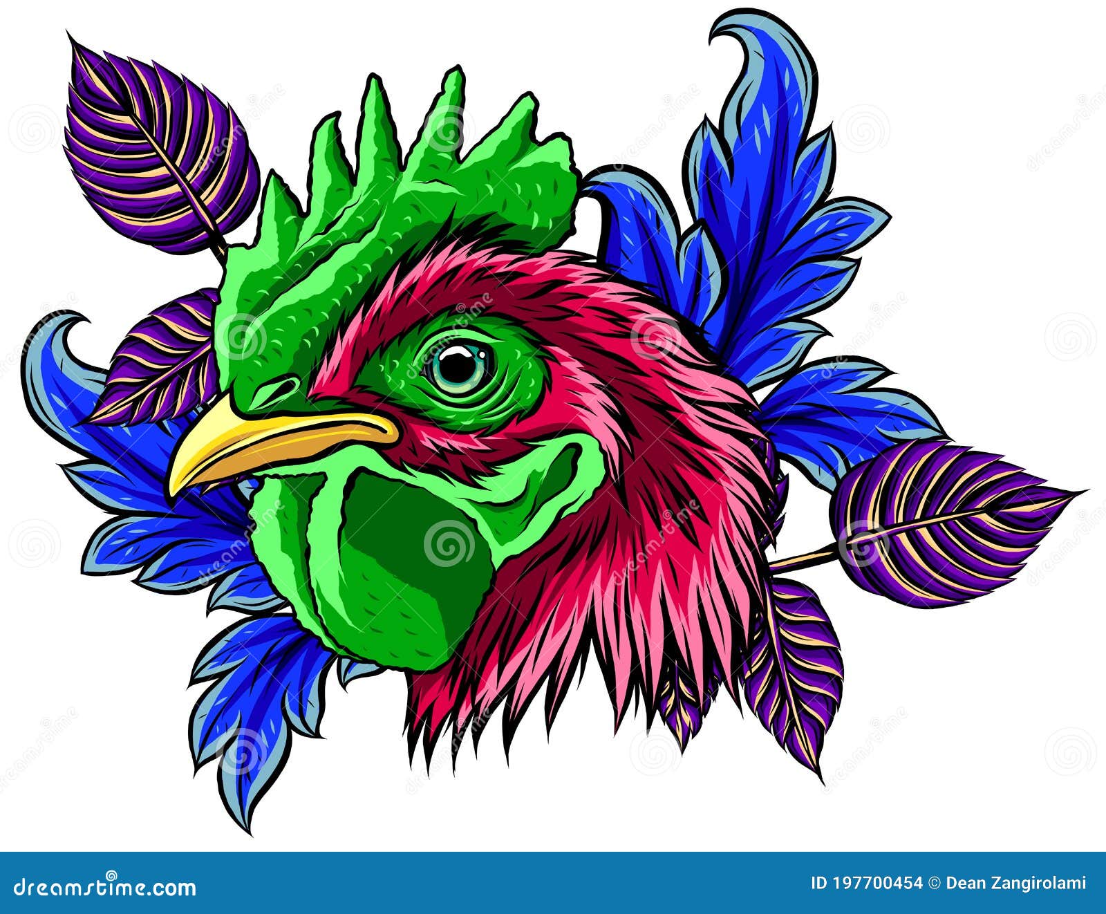 Rooster Head, Realistic Vector Illustration Art Design Stock Vector ...
