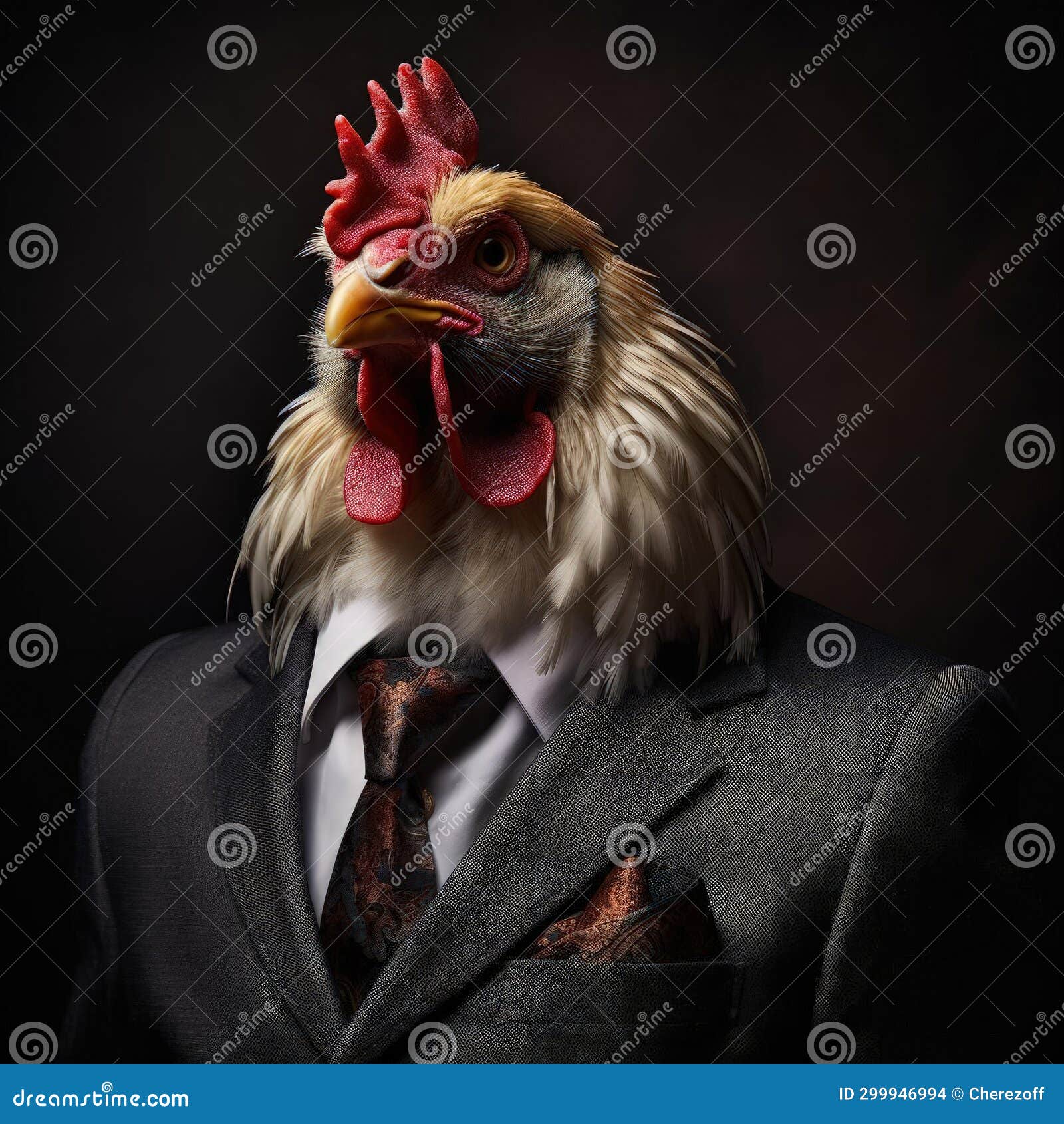 Rooster in suit and tie stock photo. Image of farm, animal - 299946994