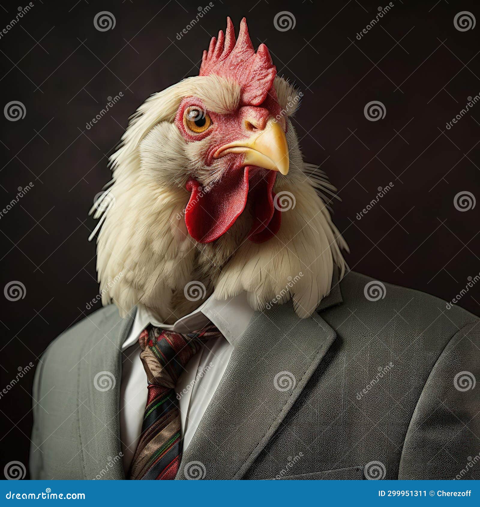 Rooster in suit and tie stock image. Image of concept - 299951311