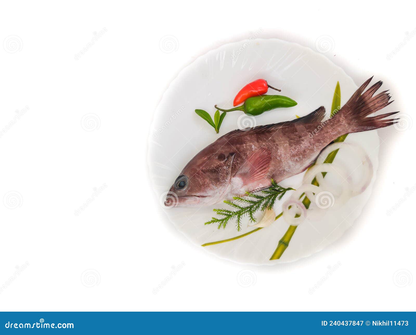 Rooster Hind Grouper or Pink Grouper Decorated on a White Plate ...