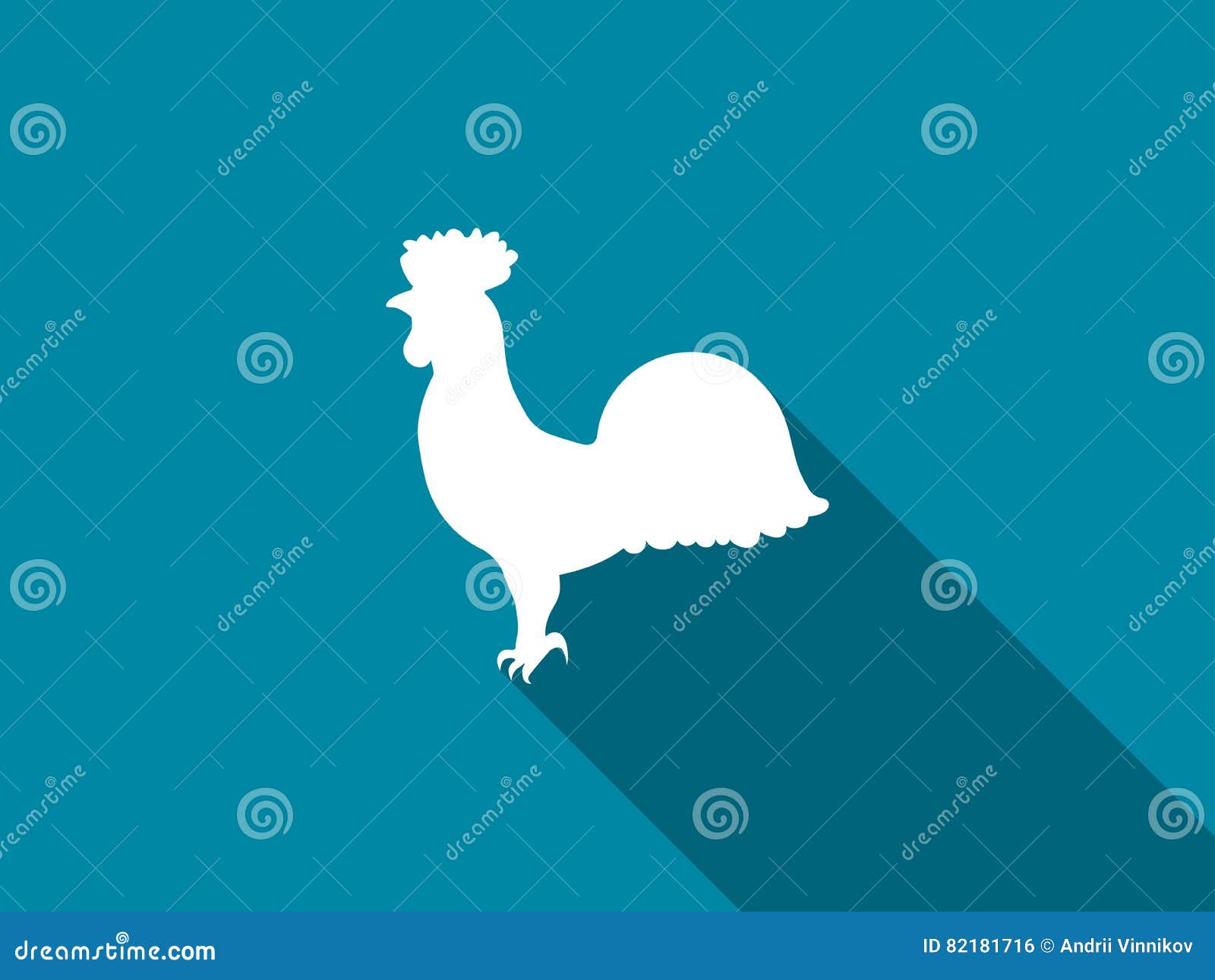 Rooster Icon with a Long Shadow. Vector Stock Vector - Illustration of ...