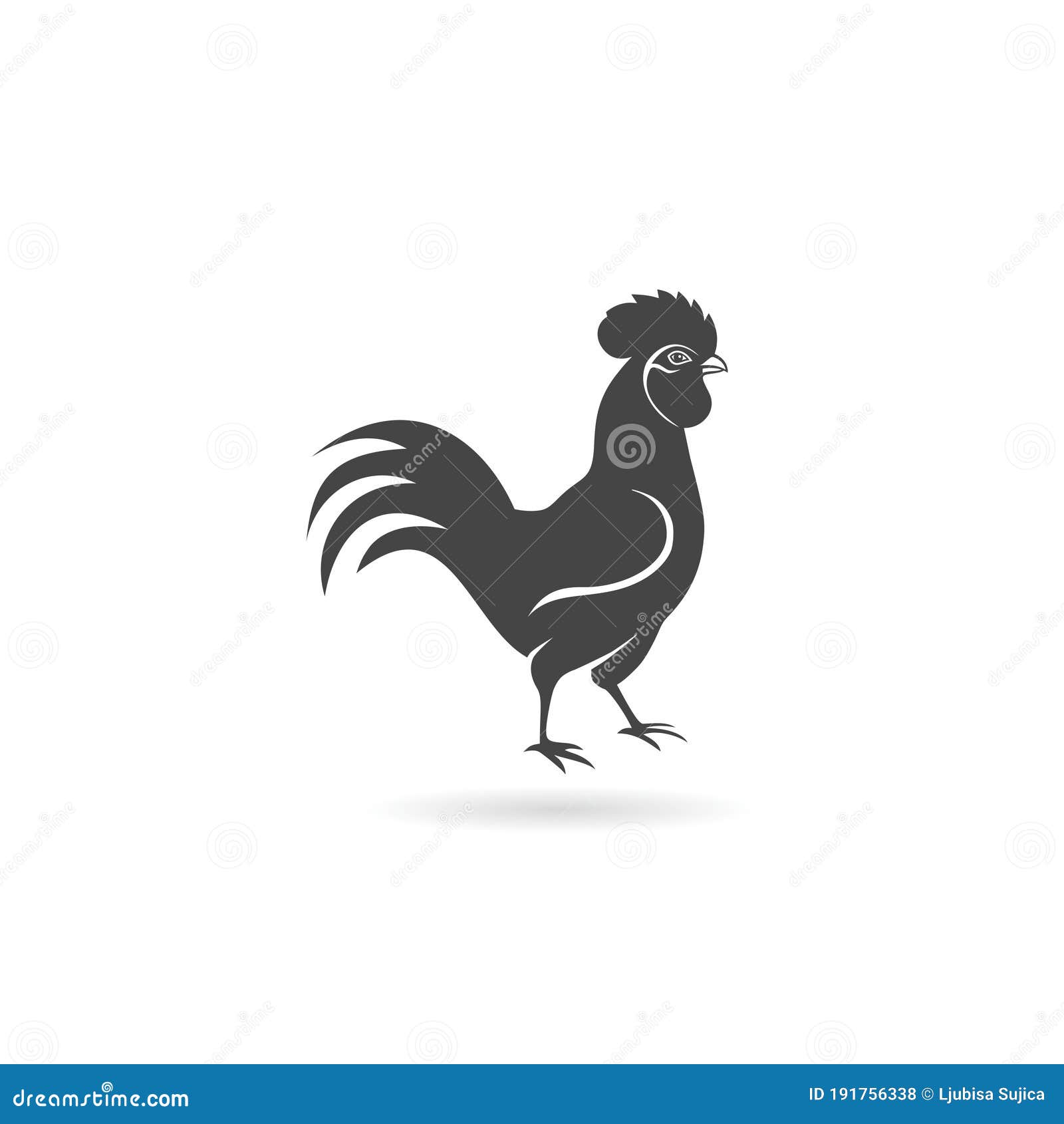 Rooster icon with shadow stock vector. Illustration of isolated - 191756338