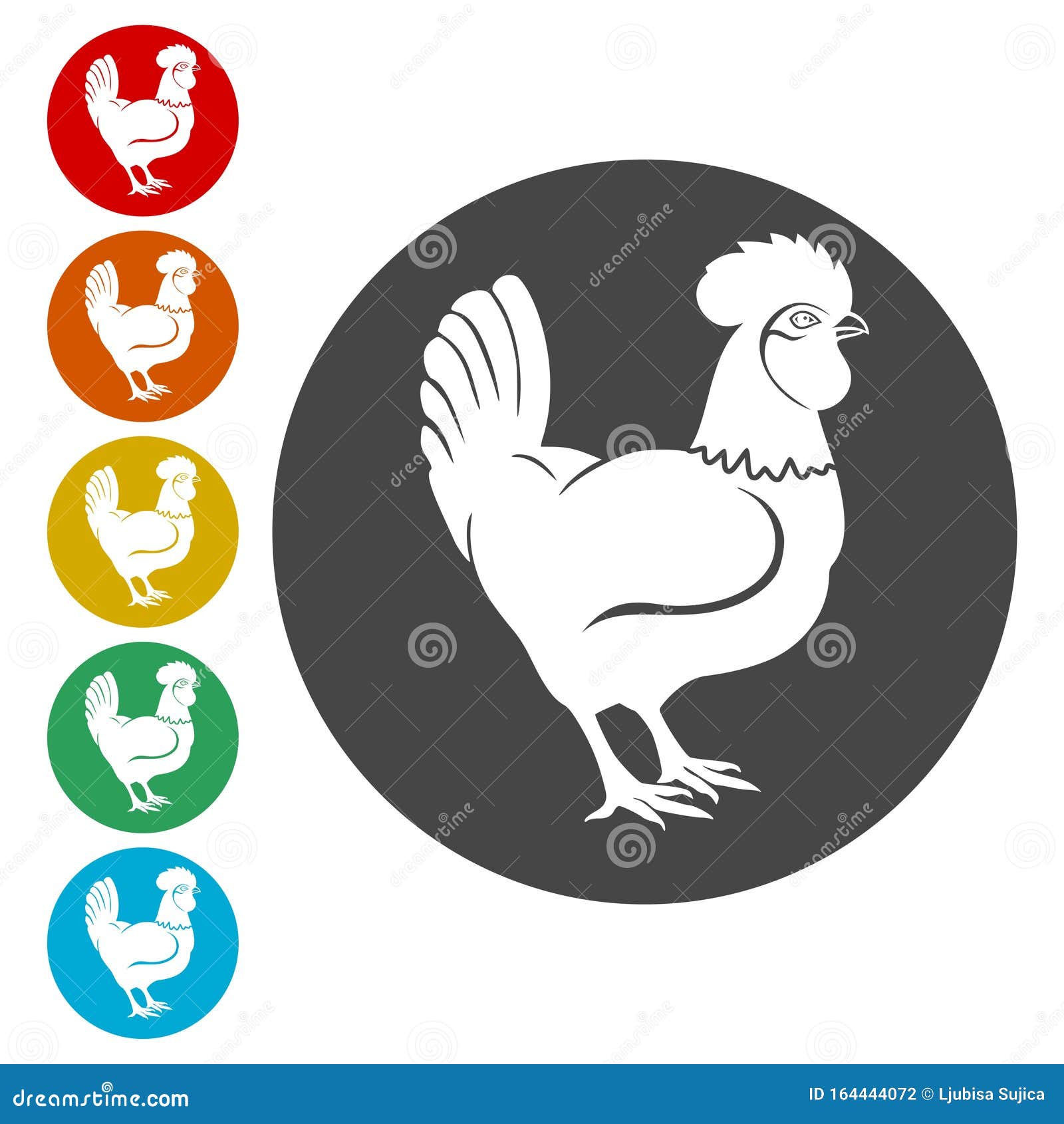 Rooster Icons, Black And Color Thin Line Vector Symbols | CartoonDealer ...