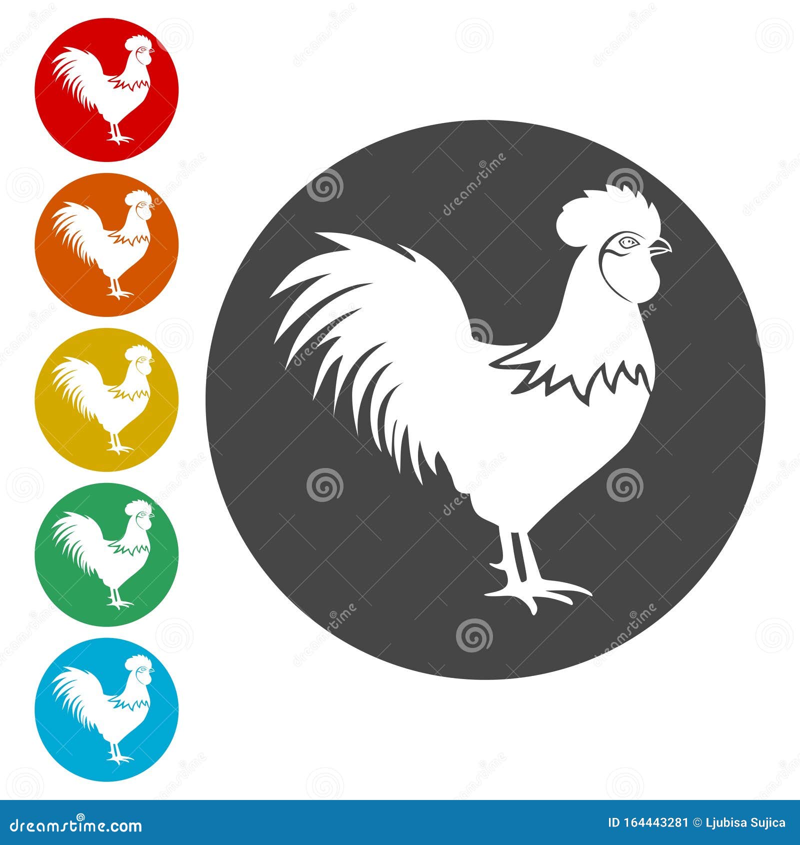 Rooster Icons, Black And Color Thin Line Vector Symbols | CartoonDealer ...