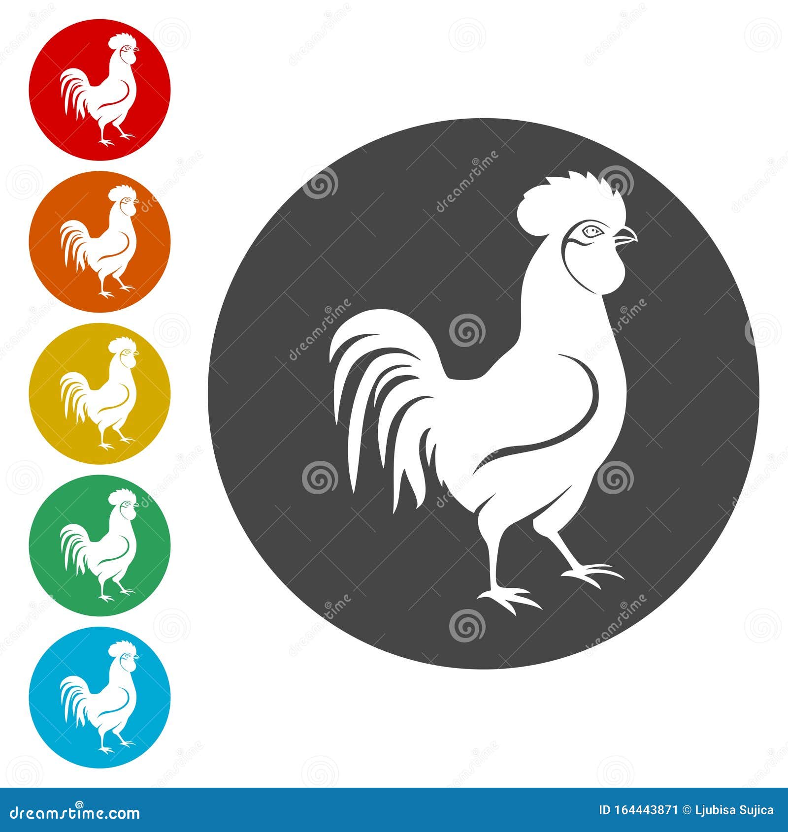 Rooster Icons Set - Vector Illustration Stock Vector - Illustration of ...