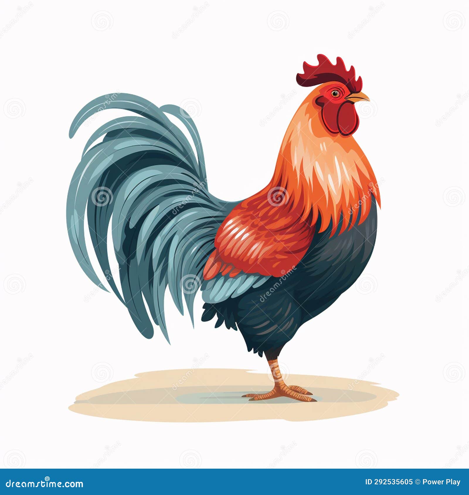 Rooster Isolated on White Background. Vector Illustration in Cartoon ...