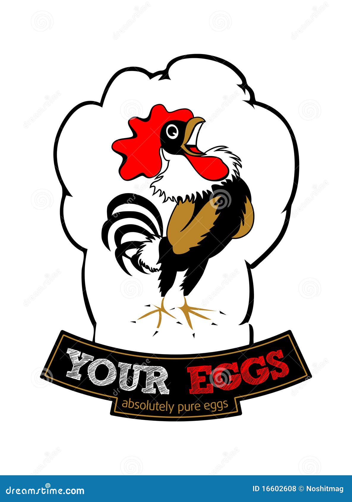 Rooster label stock vector. Illustration of label, orange - 16602608