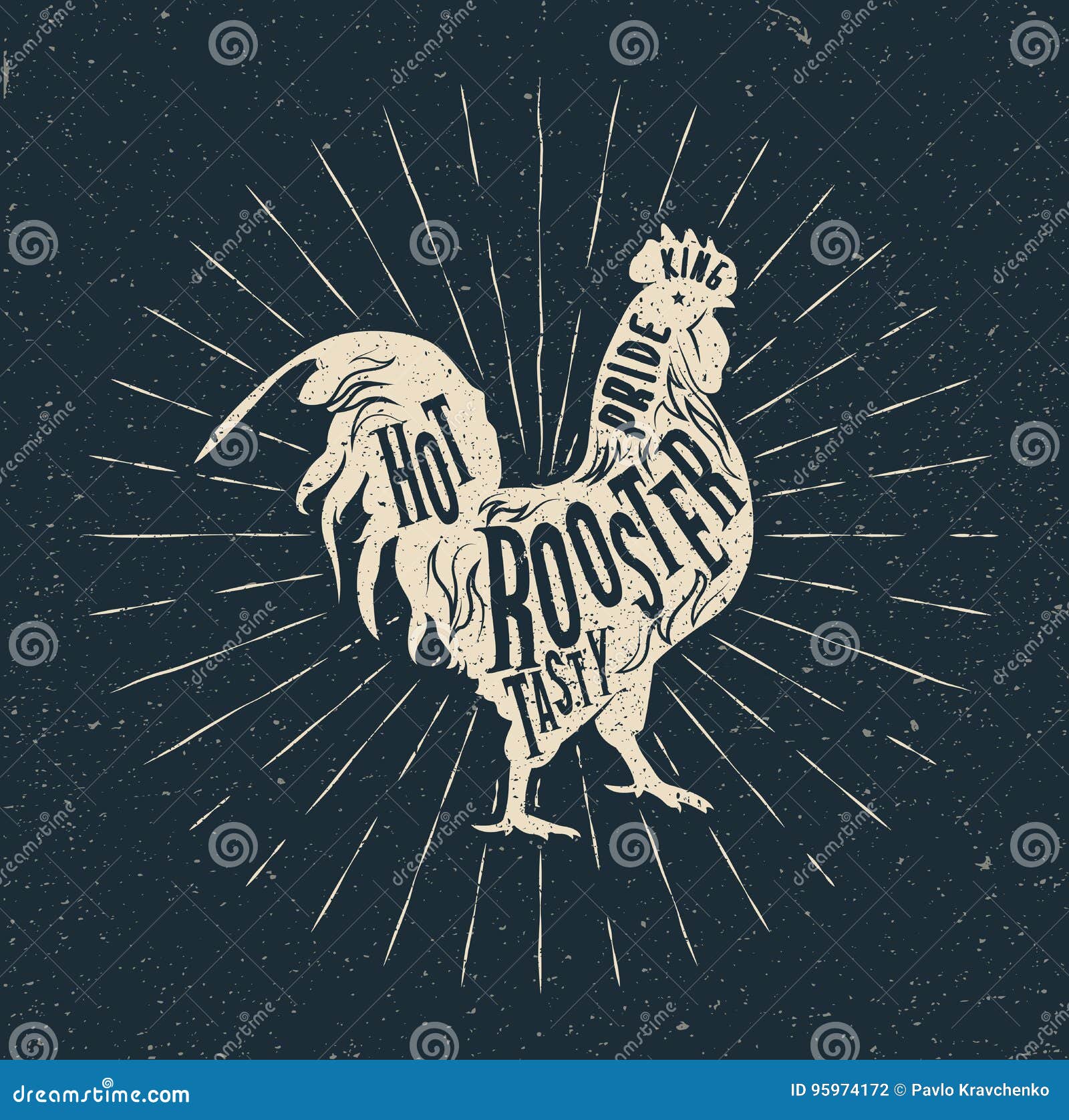 Rooster Label. Vintage Styled Vector Illustration Stock Vector ...