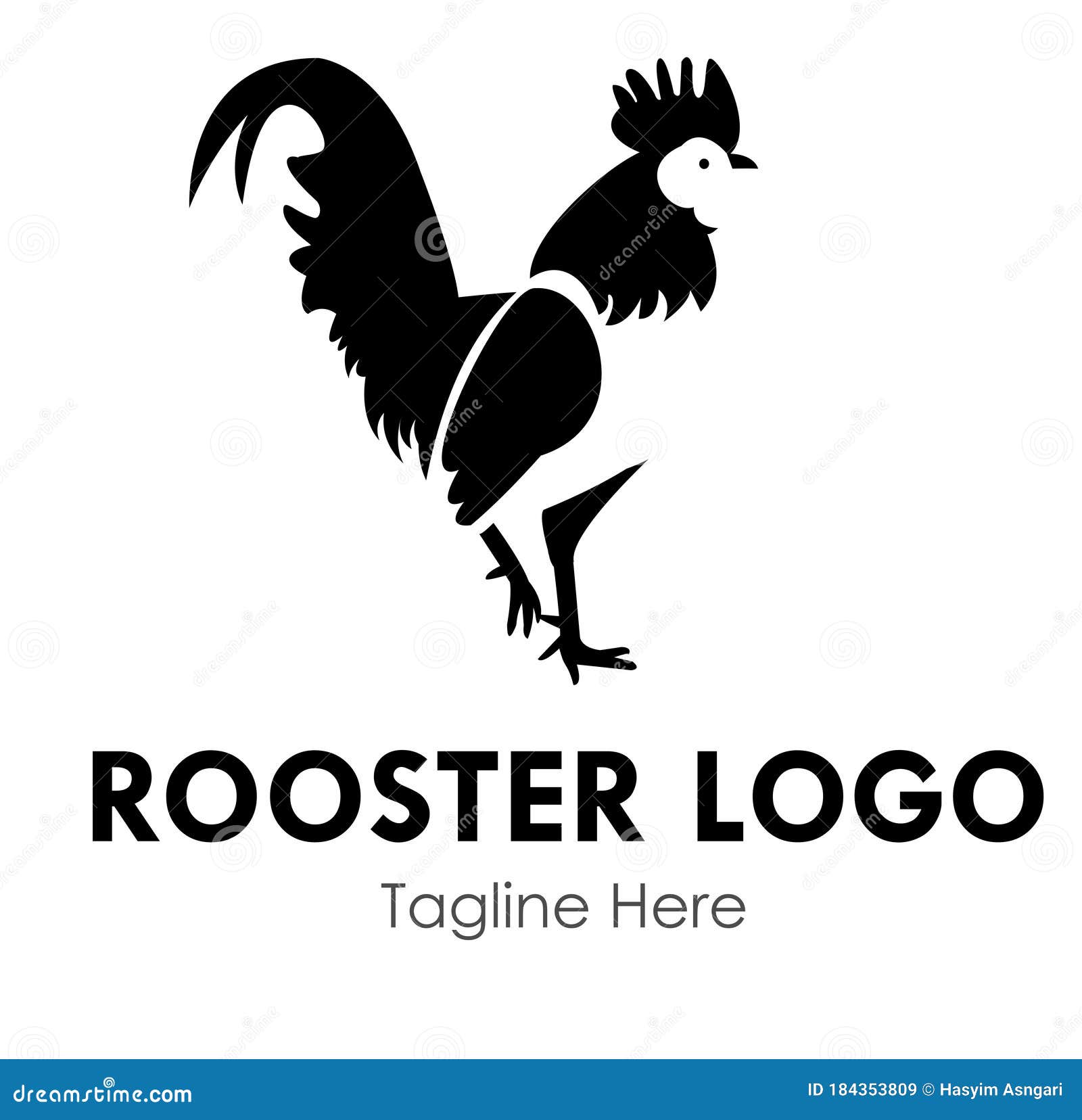 Rooster Negative Space Logo With Bird Head Cartoon Vector ...