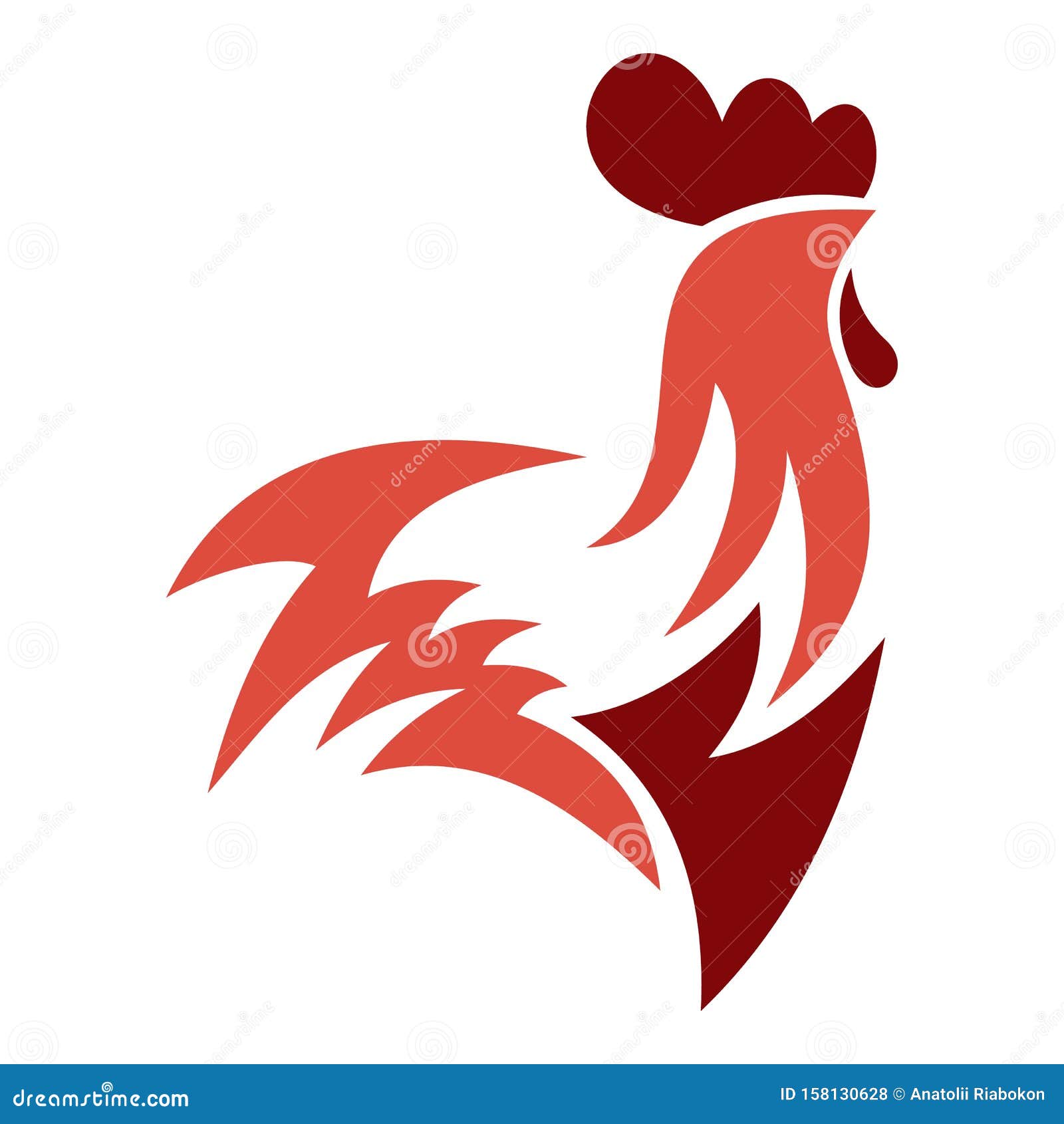 Rooster logo, flat style stock vector. Illustration of early - 158130628