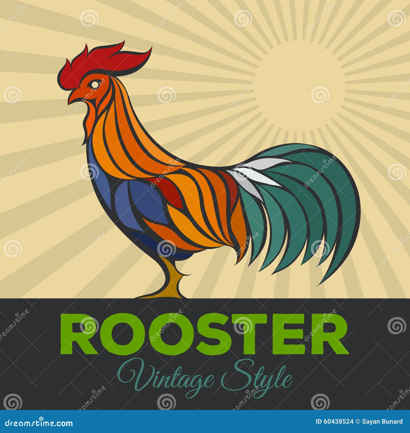 Rooster logo stock vector. Illustration of silhouette - 60438524