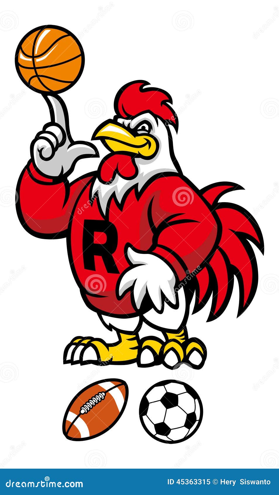 Rooster mascot stock vector. Illustration of college - 45363315