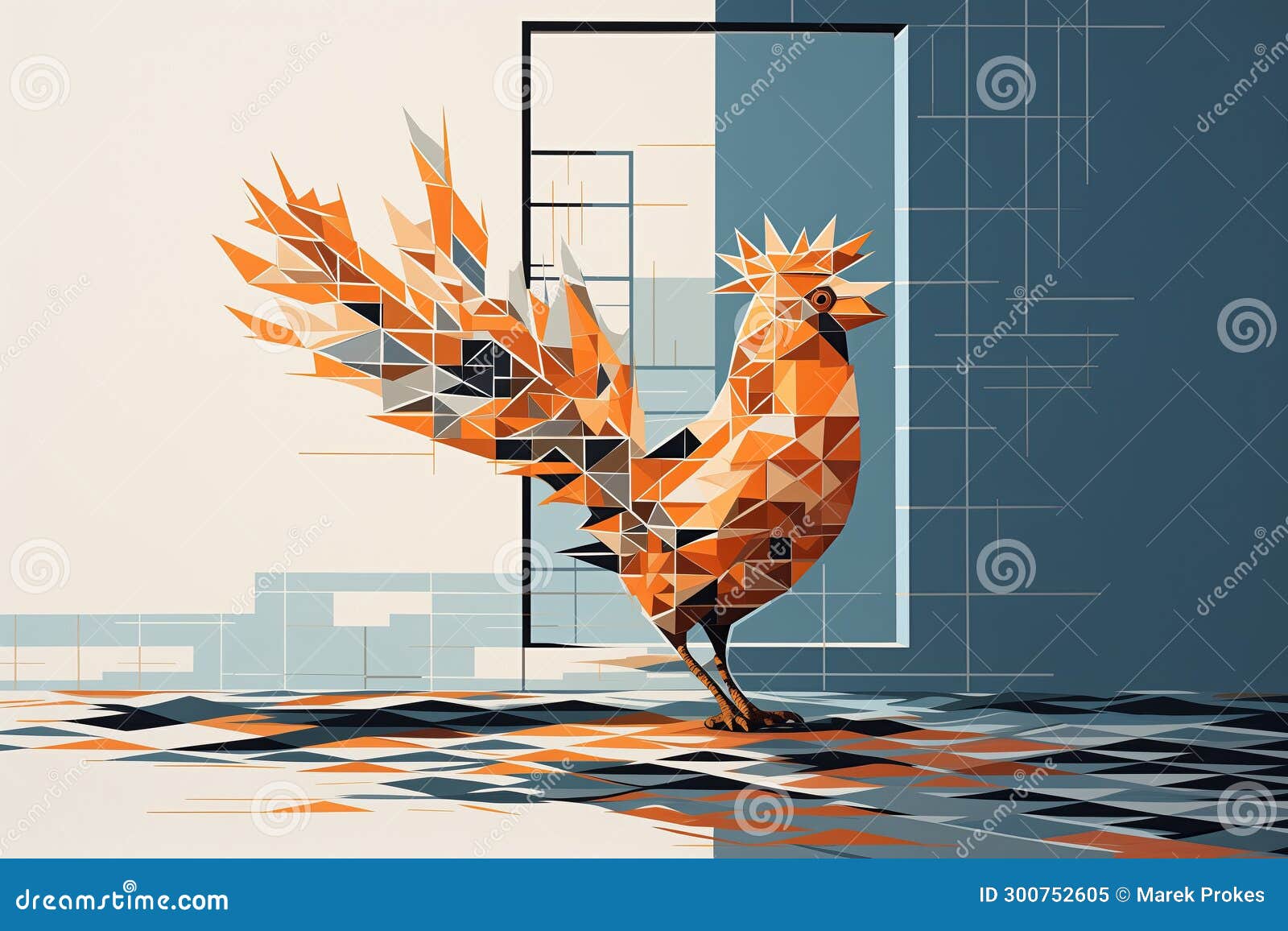Rooster Multi Color Splash Looking Cool Generative AI Stock ...