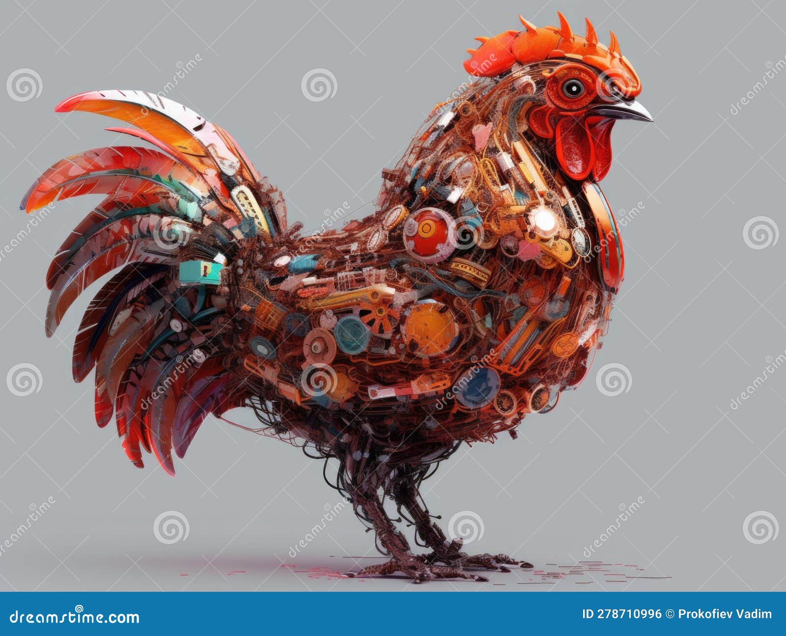 Rooster robot. Cyber bird stock illustration. Illustration of ...