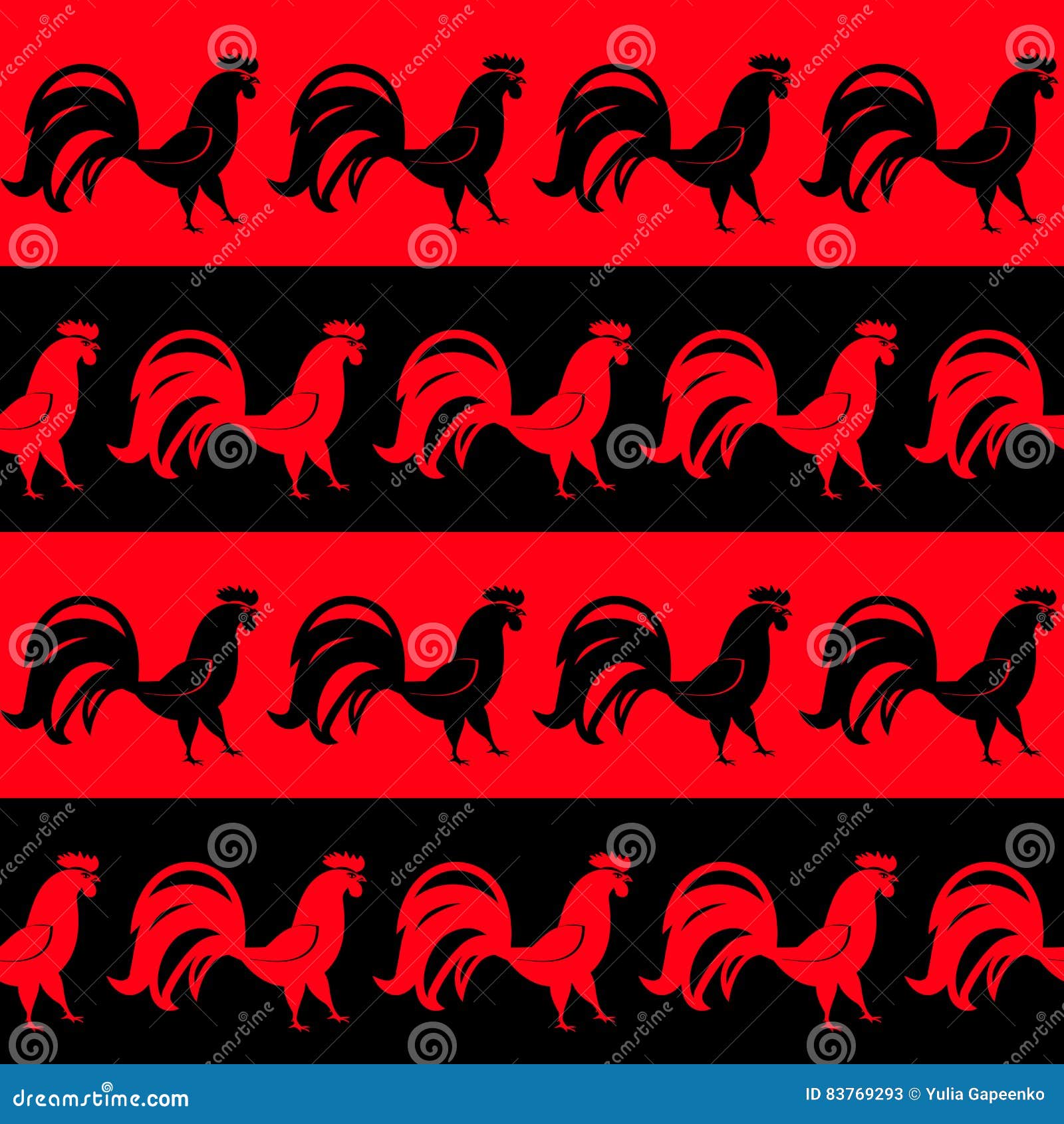 Rooster Seamless Pattern Background Vector Illustration Stock Vector ...