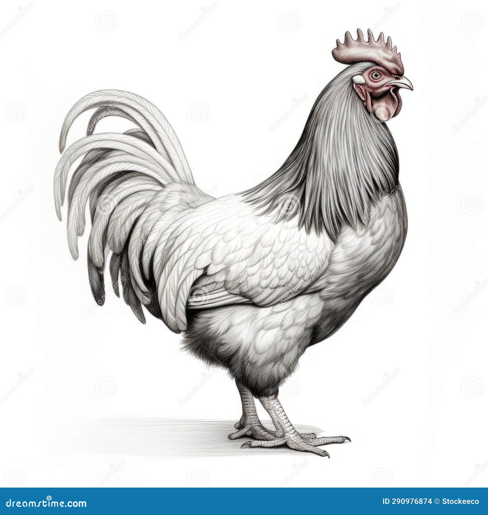 Detailed Rooster Pencil Drawing Vector Illustration | CartoonDealer.com ...
