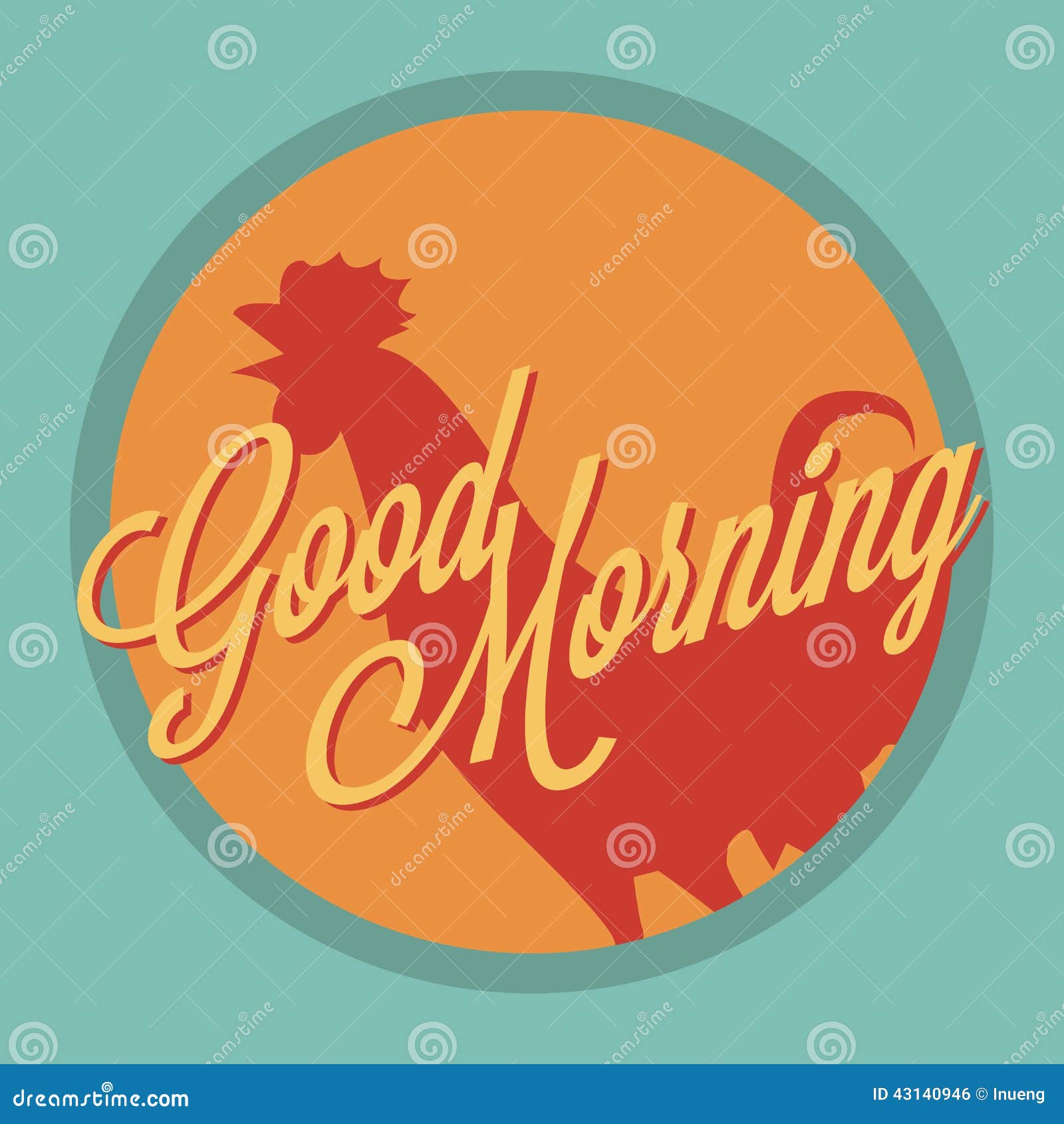 Rooster and Sun Good Morning Vintage Style Stock Vector - Illustration ...