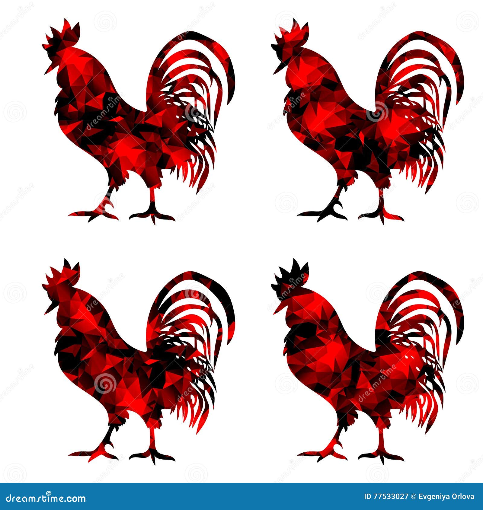 Rooster, Triangular Geometric Polygonal Roosters, Illustration of on ...
