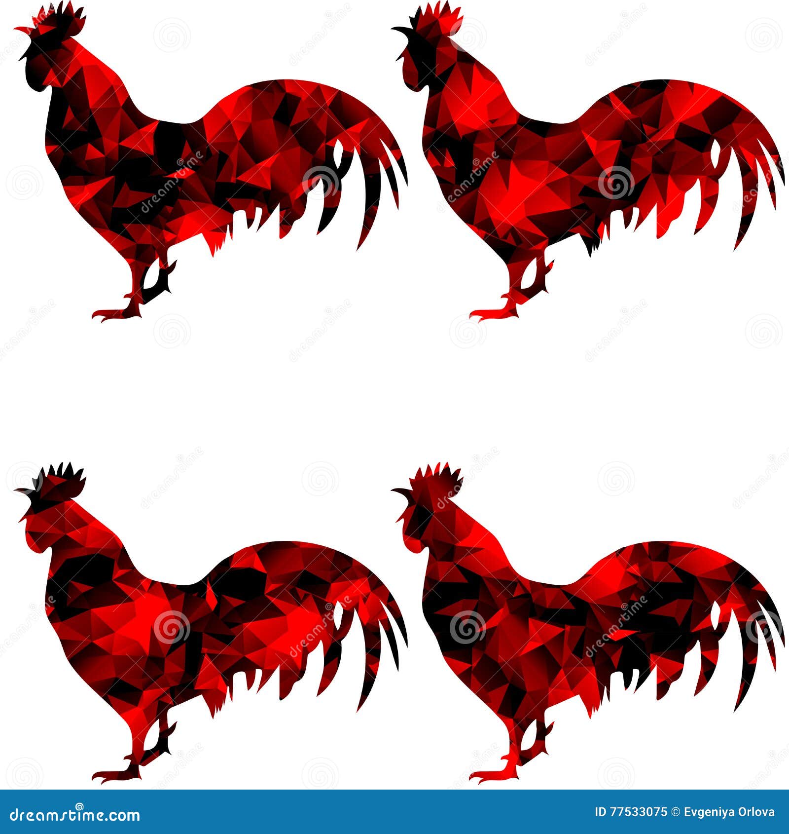 Rooster, Triangular Geometric Polygonal Roosters, Illustration of on ...
