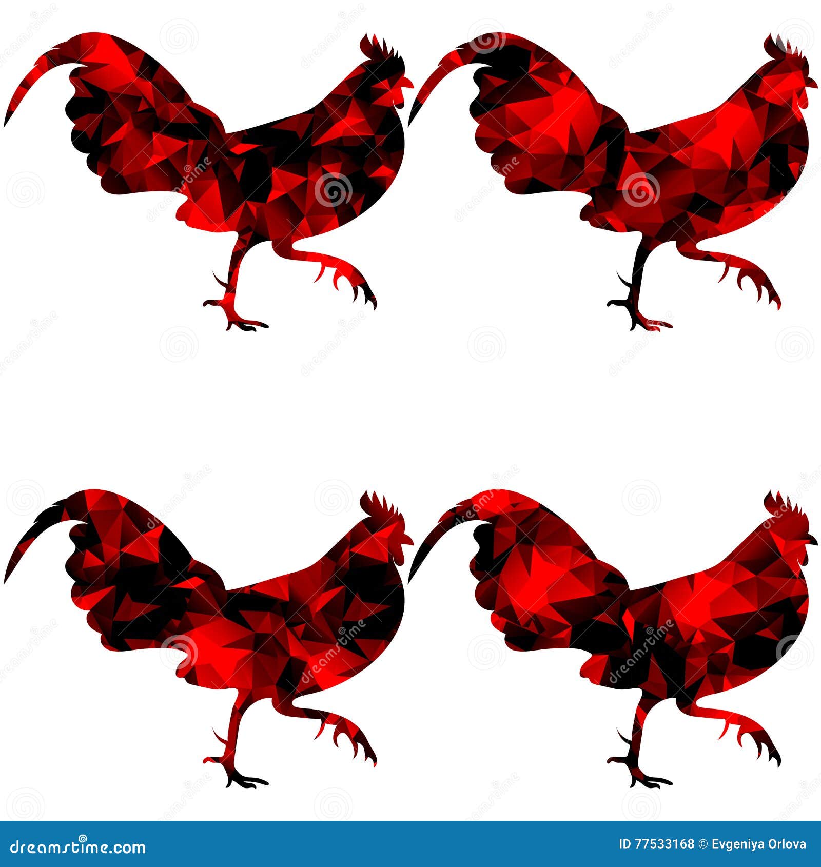 Rooster, Triangular Geometric Polygonal Roosters, Illustration of on ...