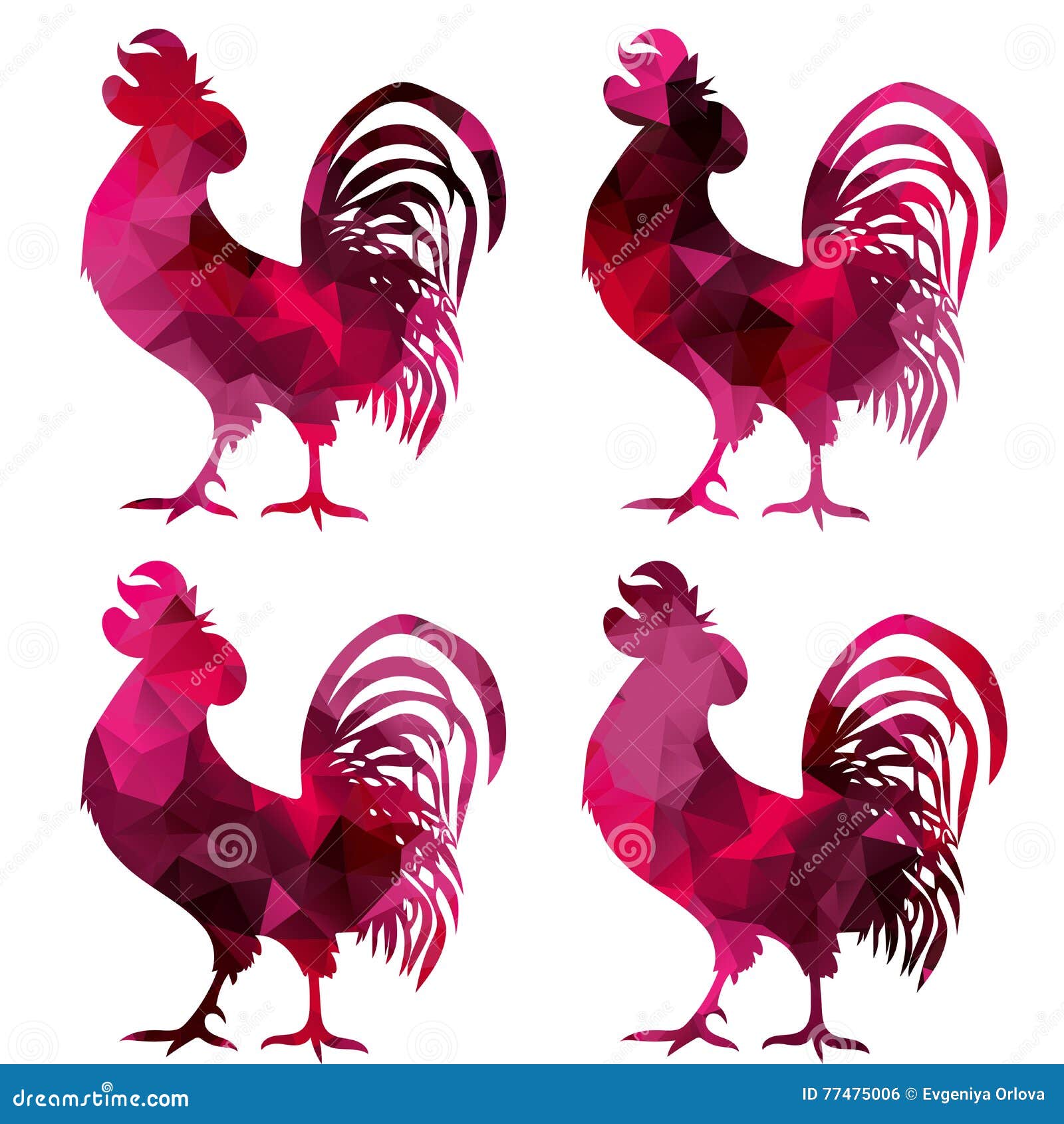 Rooster, Triangular Geometric Polygonal Roosters, Isolated Illustration ...