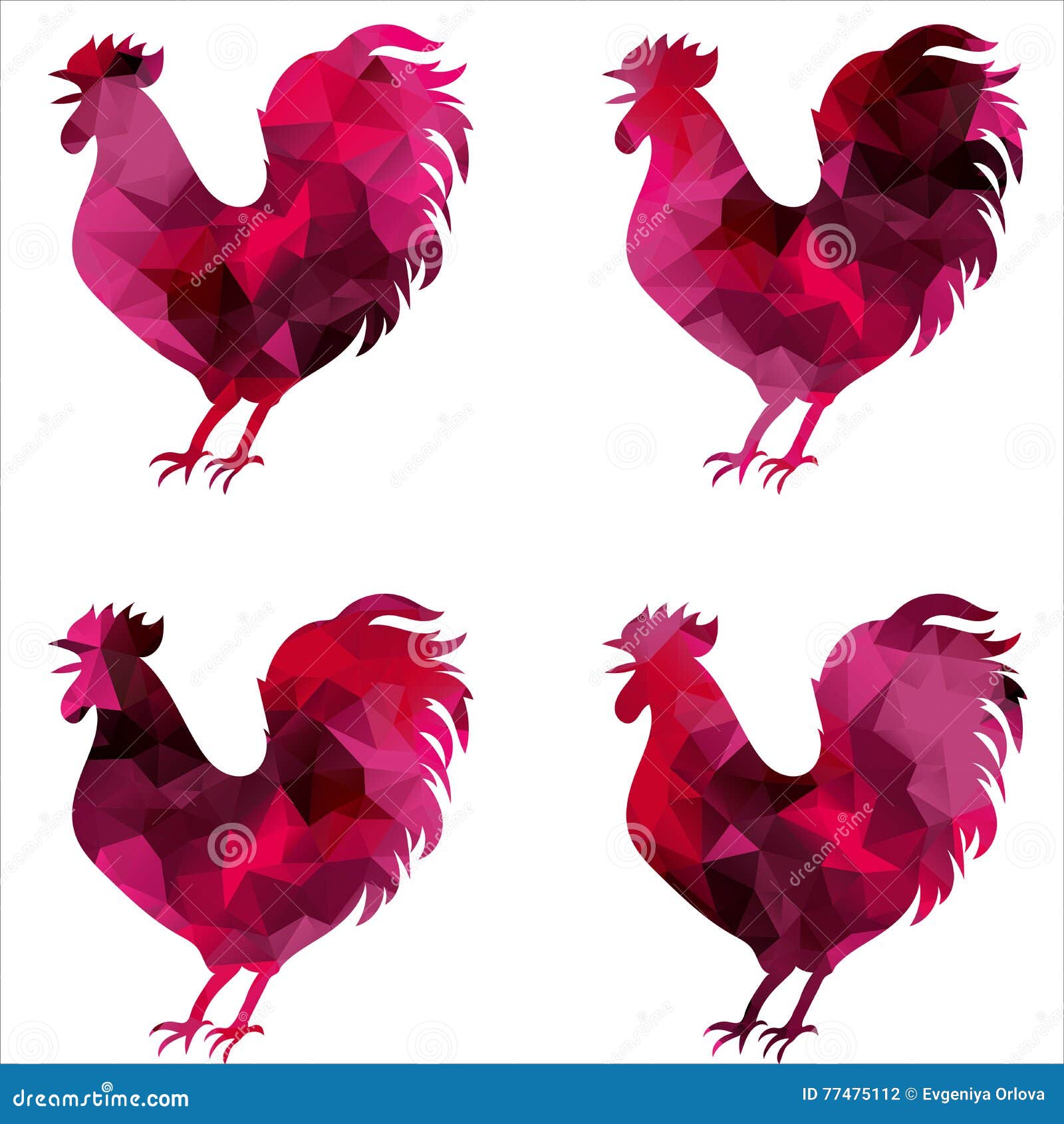 Rooster, Triangular Geometric Polygonal Roosters, Isolated Illustration ...