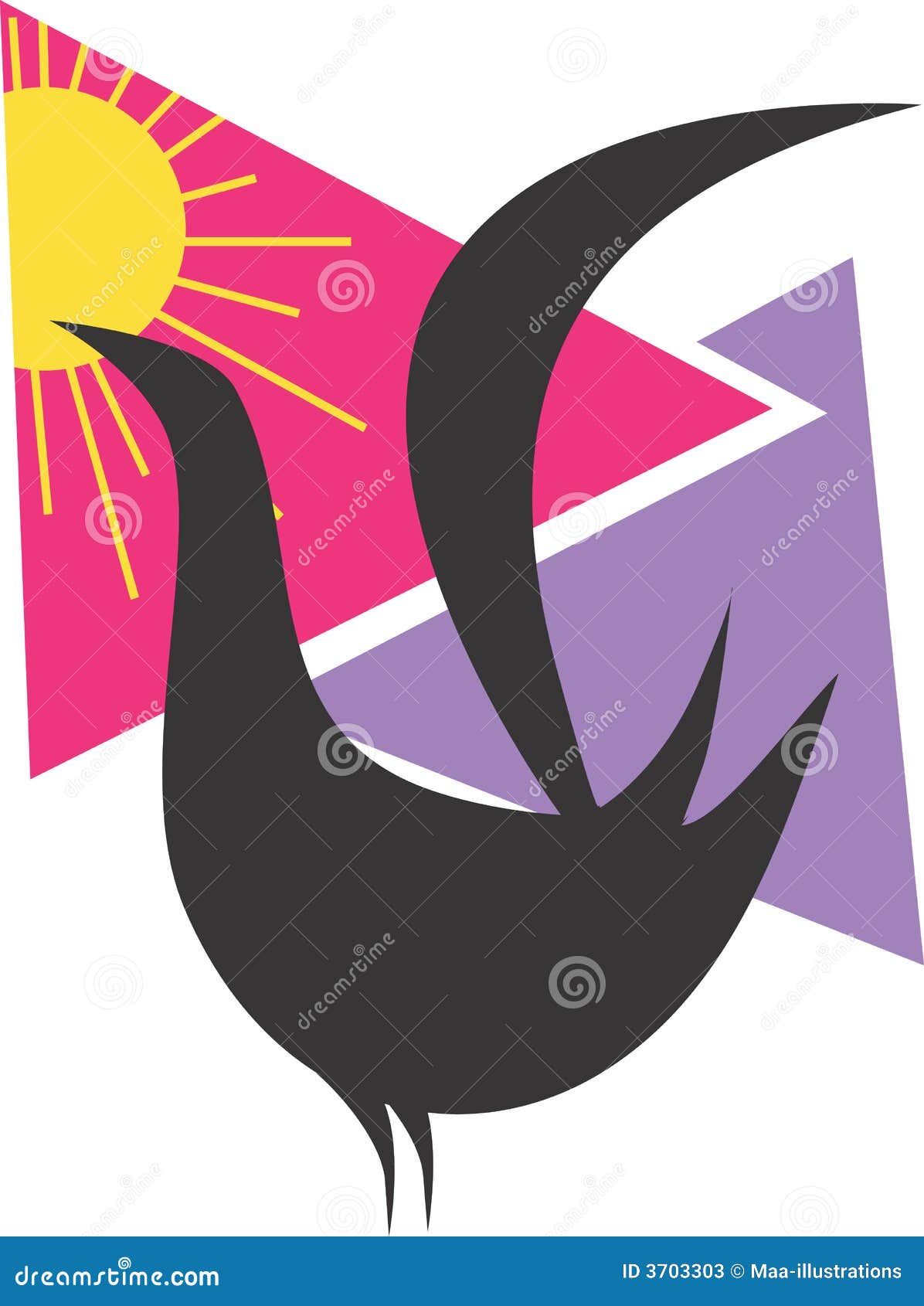 Rooster under sun stock vector. Illustration of bright - 3703303