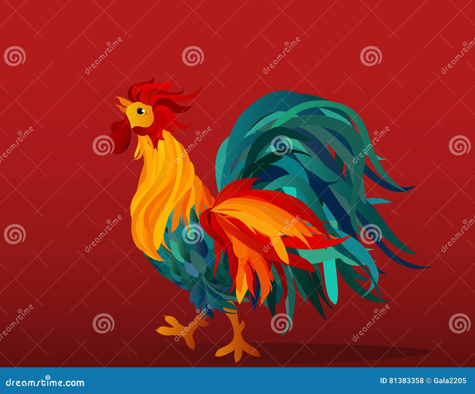 Rooster. Vector. Colorful Rainbow. Symbol 2017 Stock Vector ...