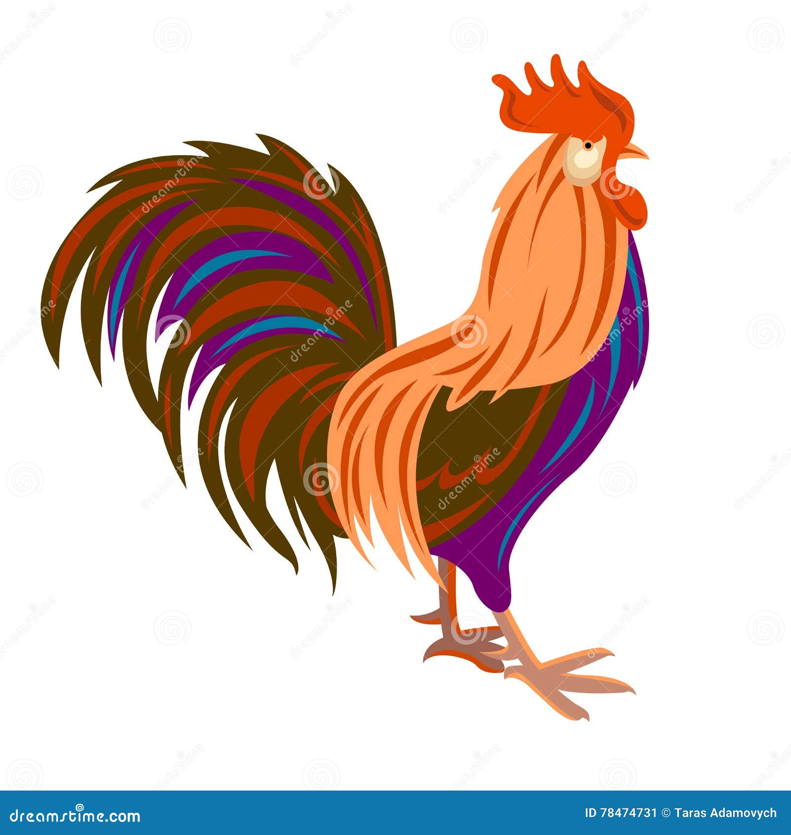 Rooster Vector Style Face Flat Stock Vector - Illustration of beautiful ...