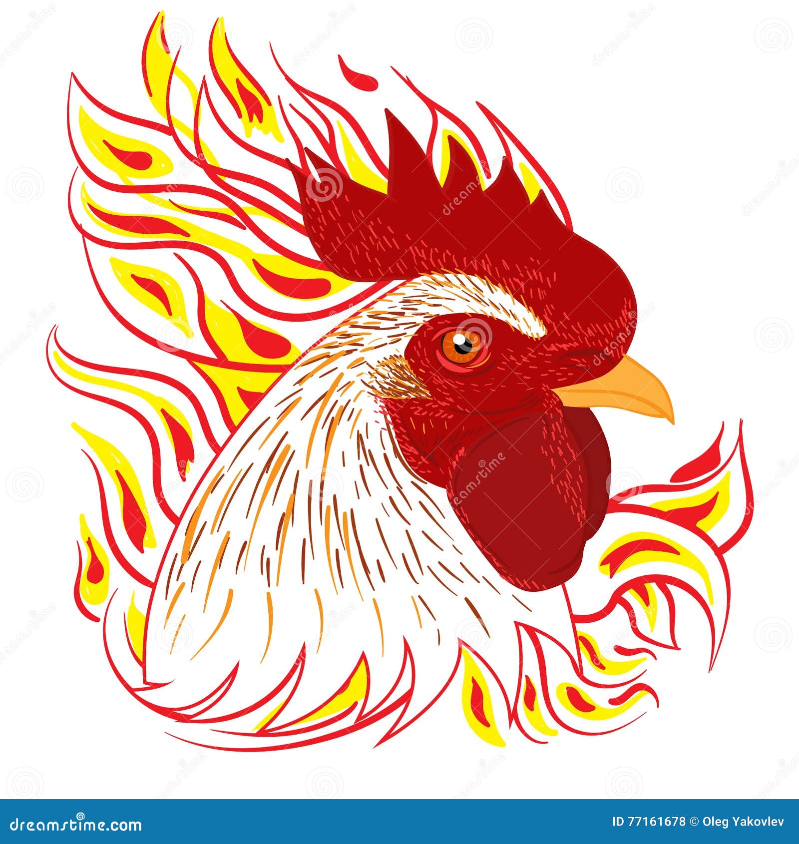 Rooster White Fire Head Face Stock Vector - Illustration of card ...