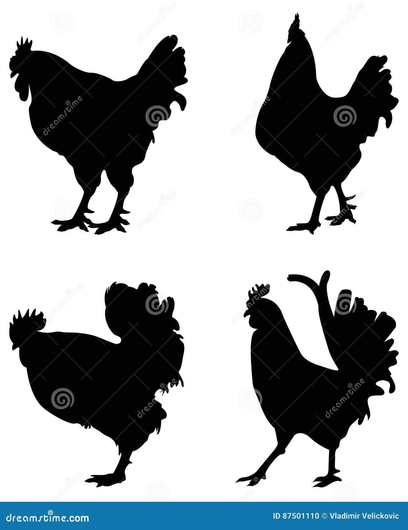 Roosters silhouette stock vector. Illustration of file - 87501110