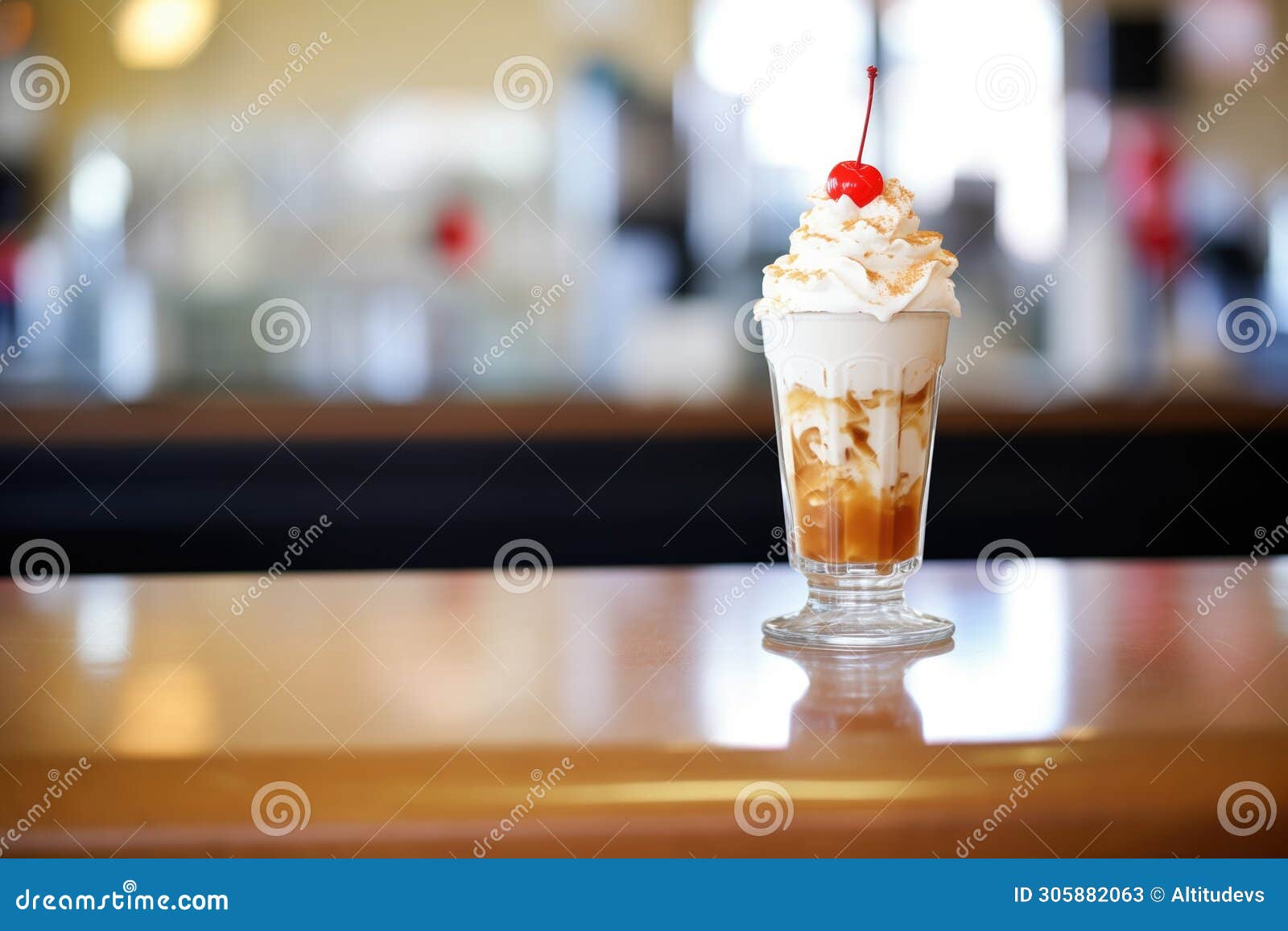 Root Beer Float with a Cherry on Top, on a Diner Counter Stock Image ...