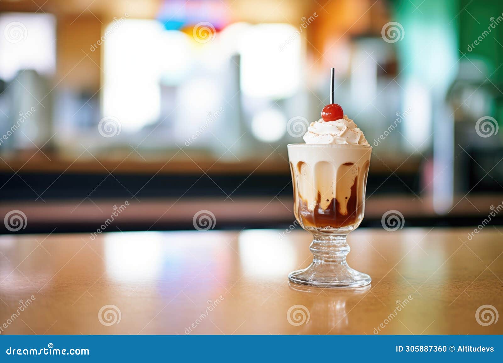 Root Beer Float with a Cherry on Top, on a Diner Counter Stock Photo ...