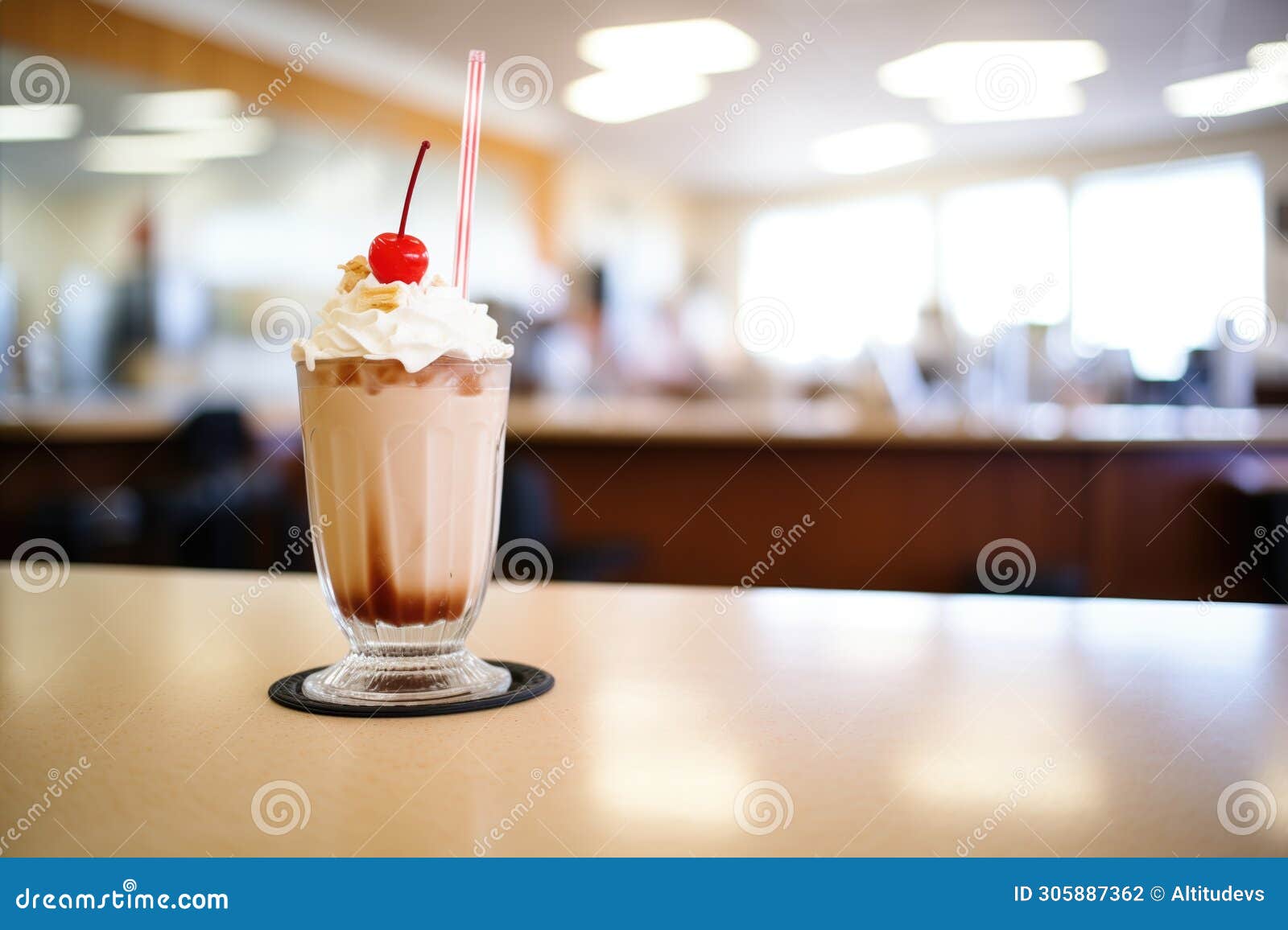 Root Beer Float with a Cherry on Top, on a Diner Counter Stock Photo ...