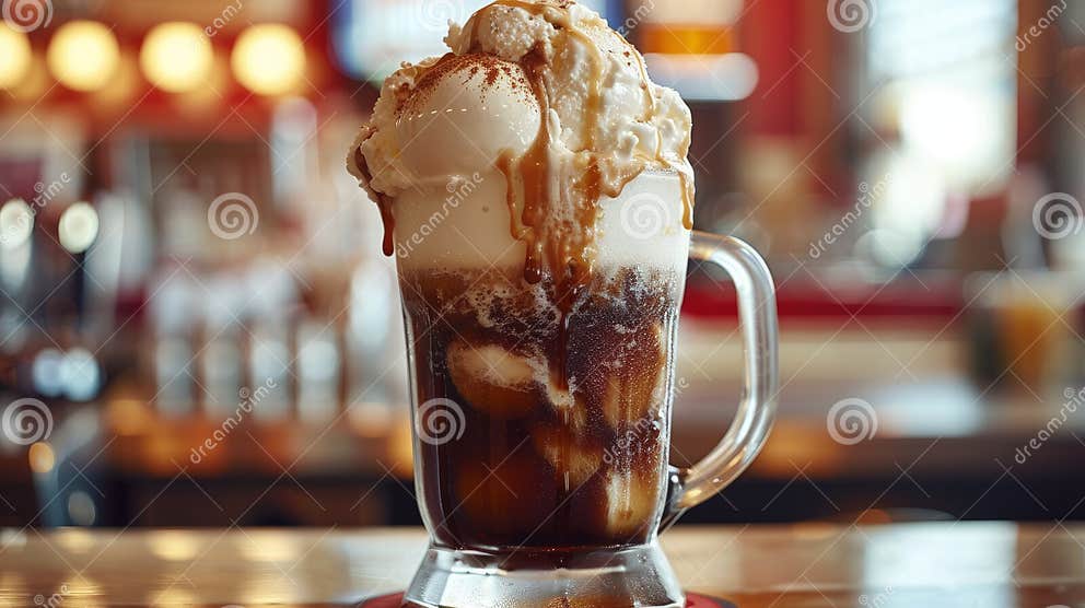 Root Beer Float in Glass Mug with Topping Stock Photo - Image of sweet ...