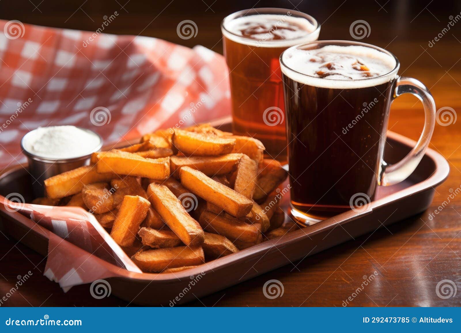Root Beer on a Tray with a Fast Food Meal Stock Image - Image of dining ...