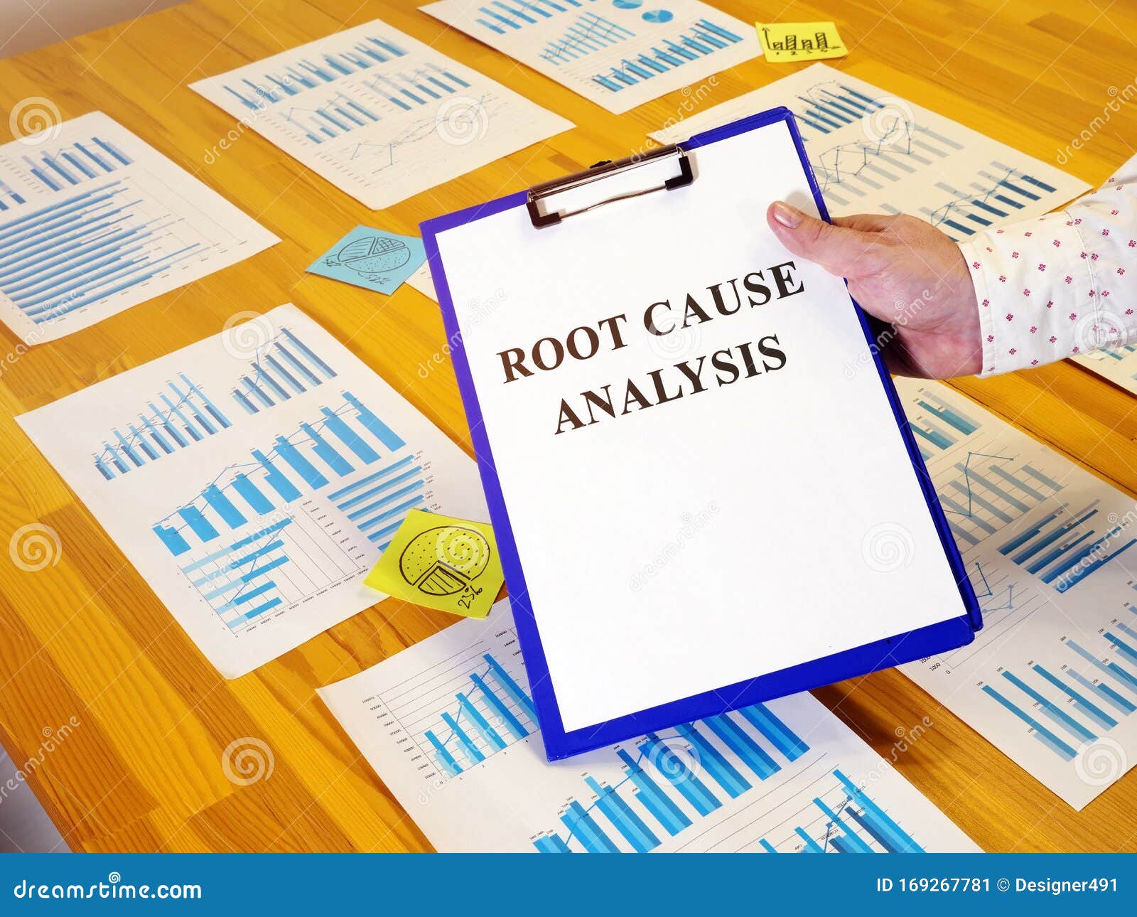 ROOT CAUSE ANALYSIS Text On Sticker On The Yellow Notebook With Chart ...