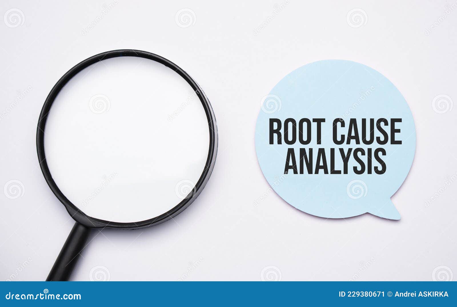 Root Cause Analysis Speech Bubble and Black Magnifier Isolated on the ...