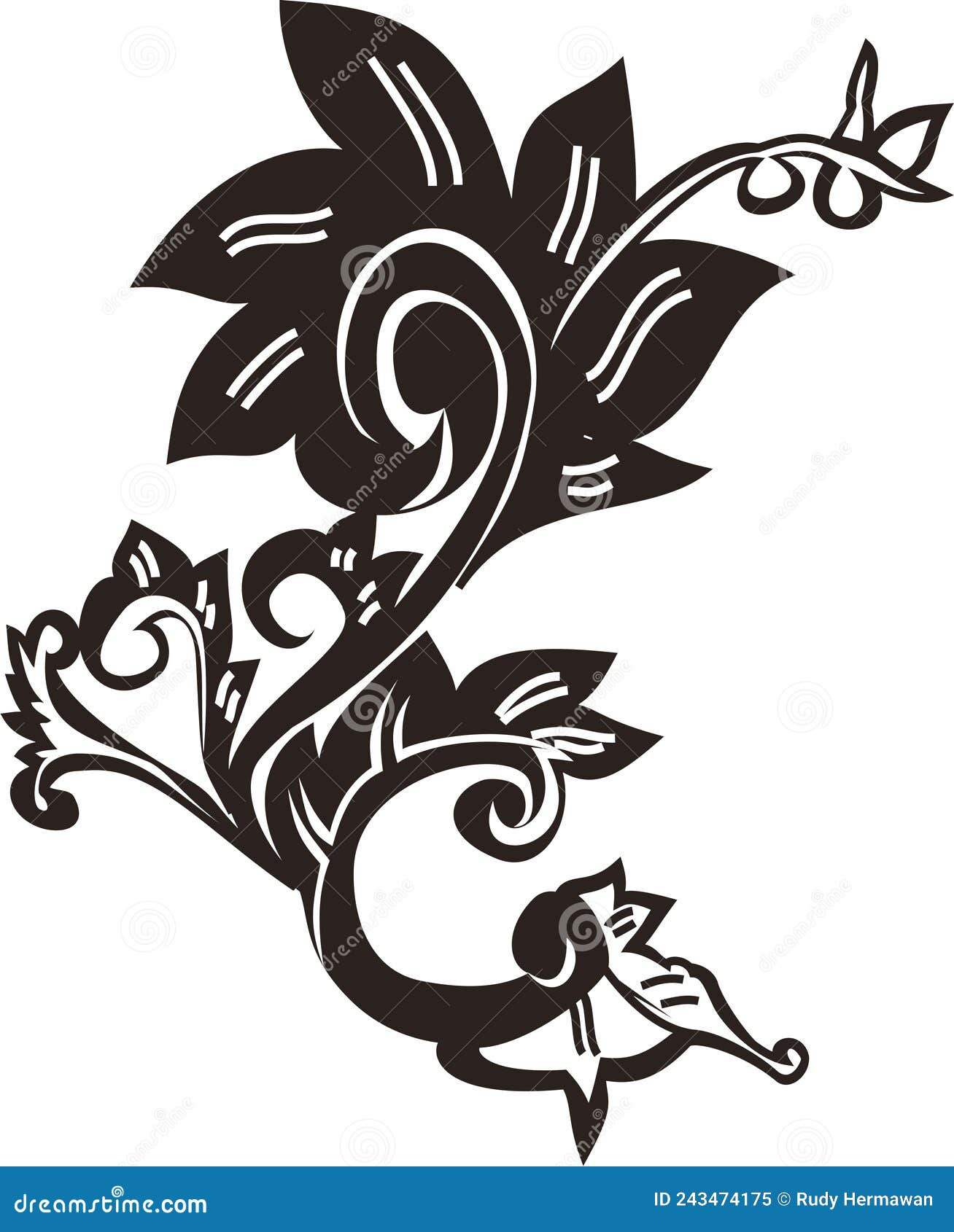 Root flower batik border stock illustration. Illustration of branch ...