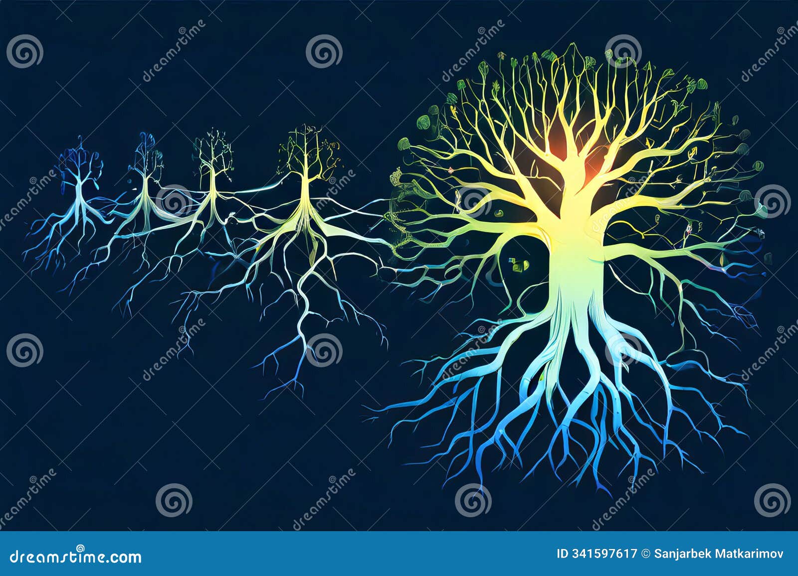 Root Network Rhapsody a Network of Interconnected Tree Roots Tha Stock ...