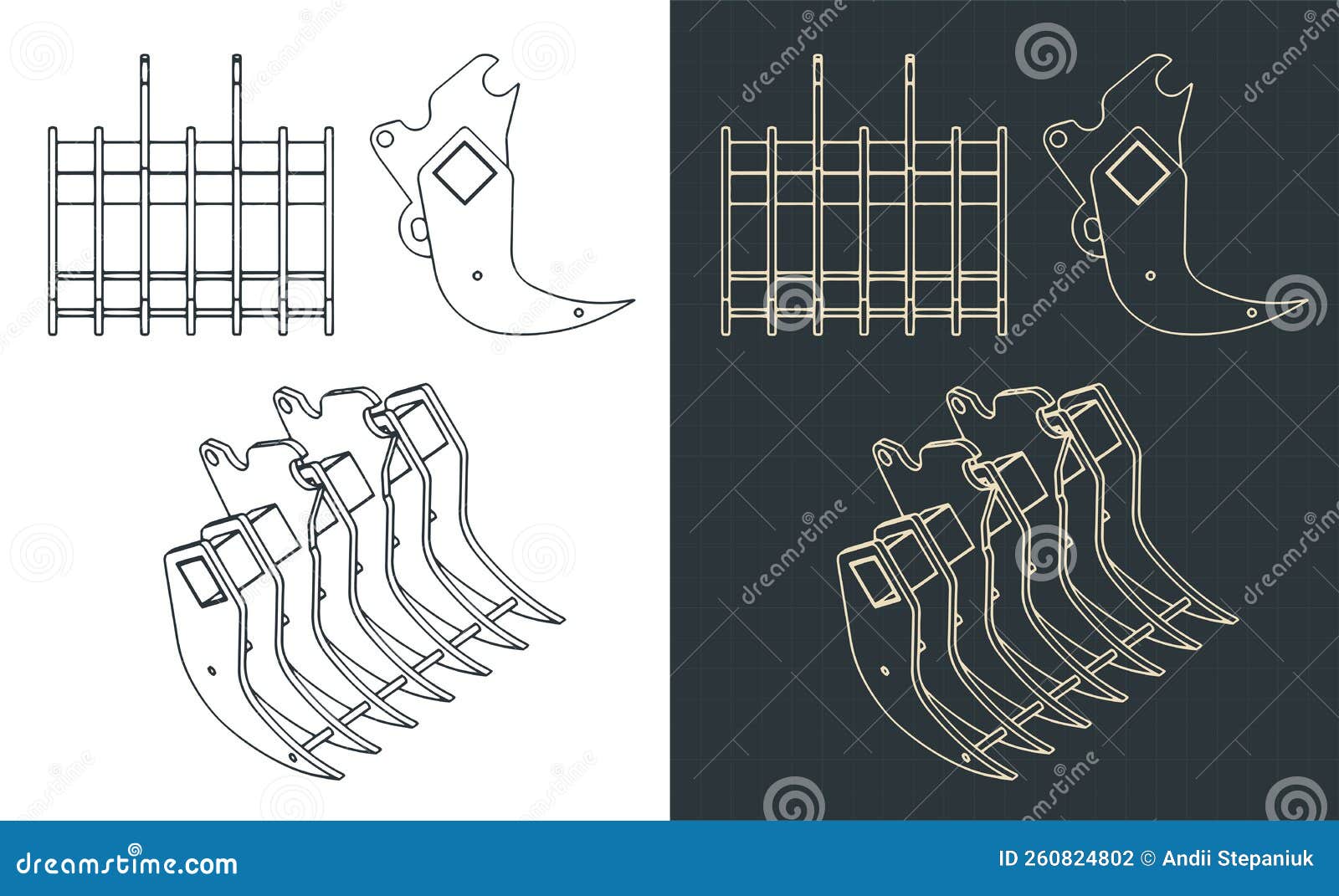 Root rake blueprints stock vector. Illustration of grab - 260824802