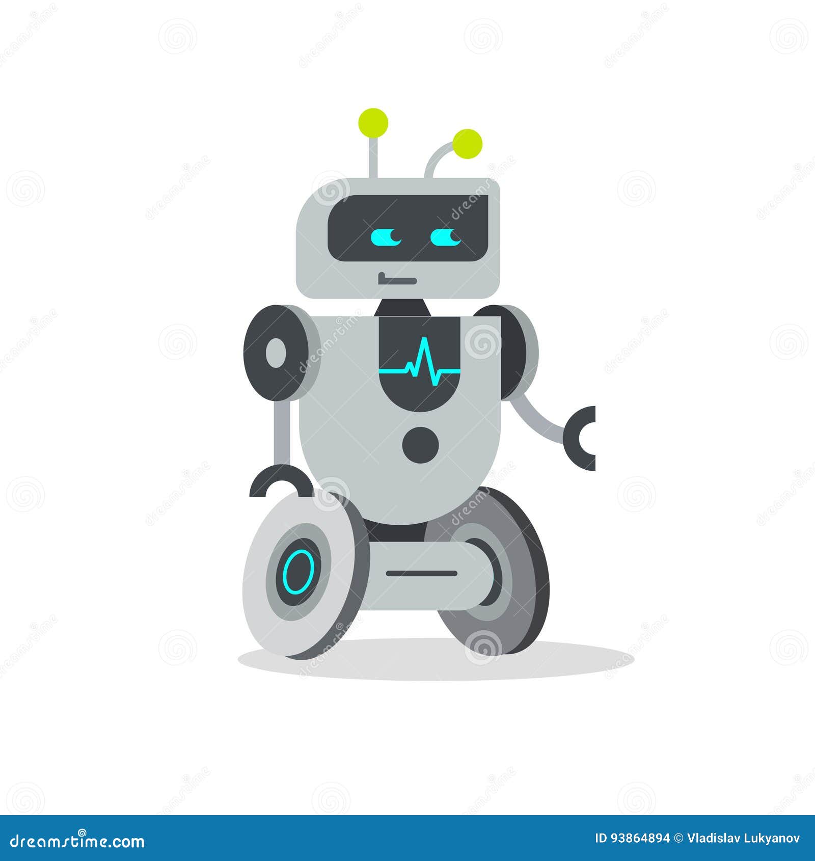 Root Vector Illustration Flat Cartoon Style, Friendly Robotic Droid ...
