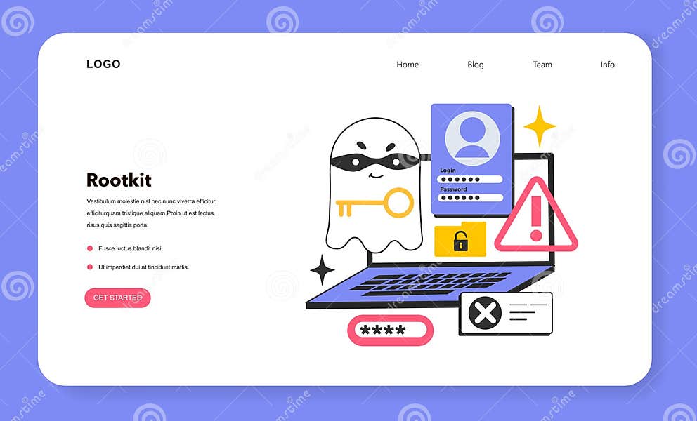 Rootkit Web Banner or Landing Page. Computer Program Hiding Malicious ...