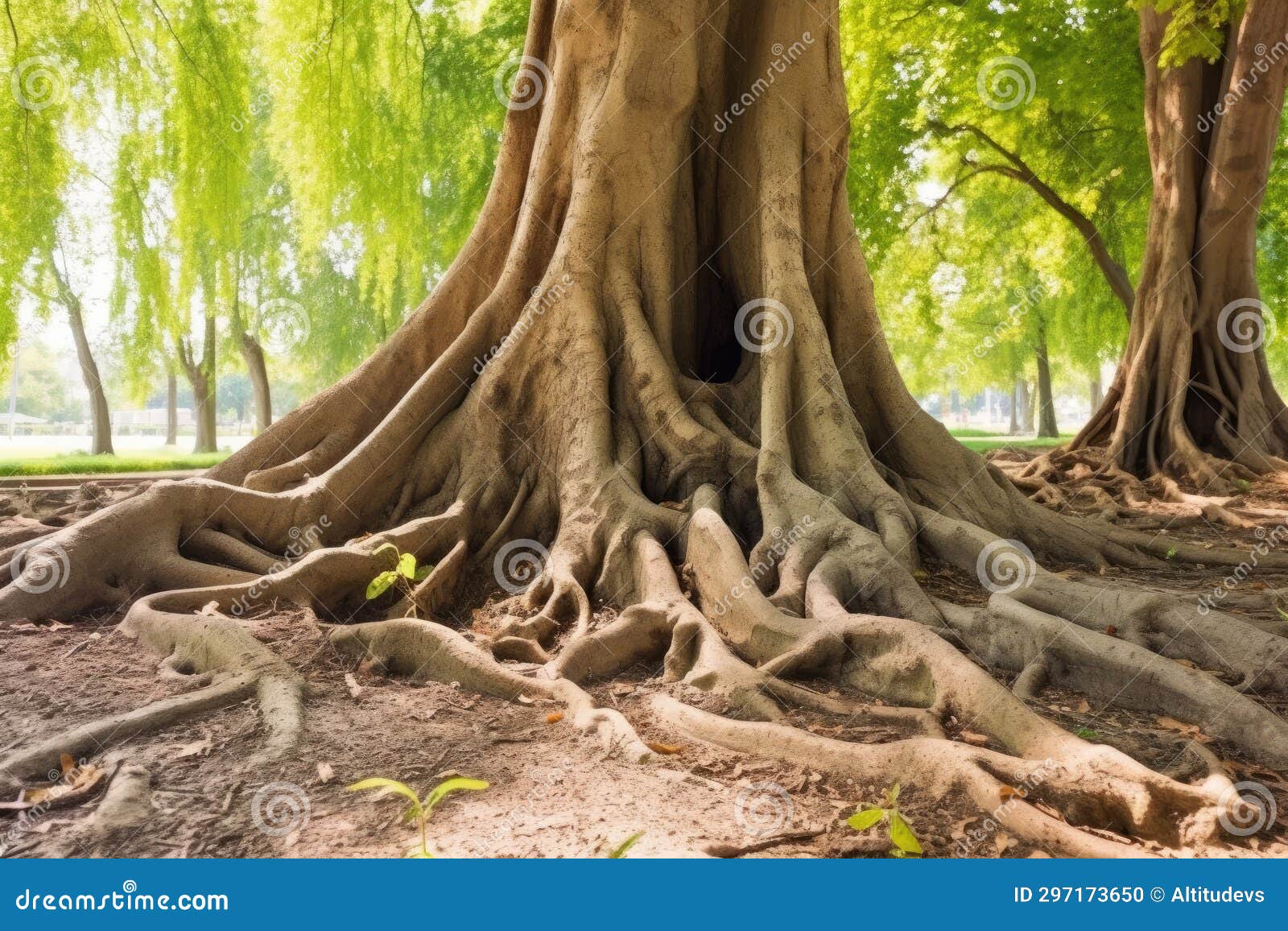 Roots of an Ancient Tree Breaking through the Ground Stock Photo ...