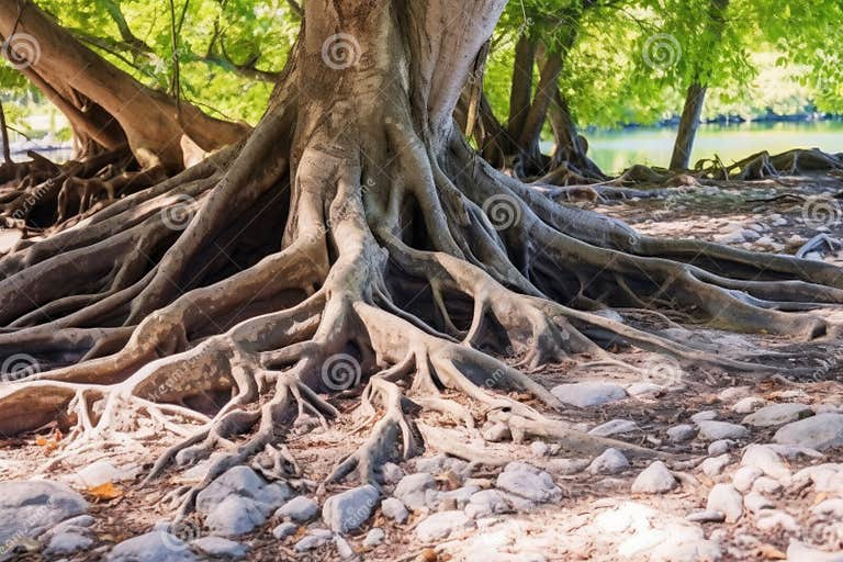 Roots of an Ancient Tree Breaking through the Ground Stock Image ...