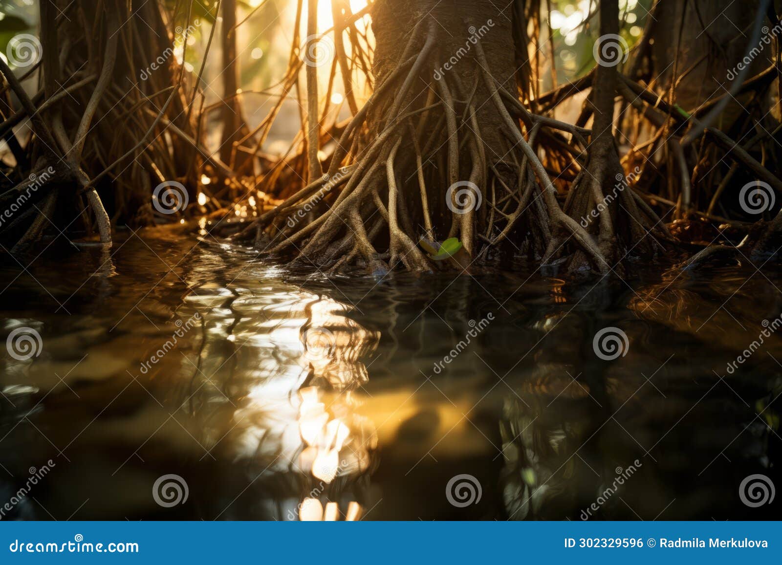 Roots of Aquatic Plants Underwater Emerging from the Swamp Stock Photo ...