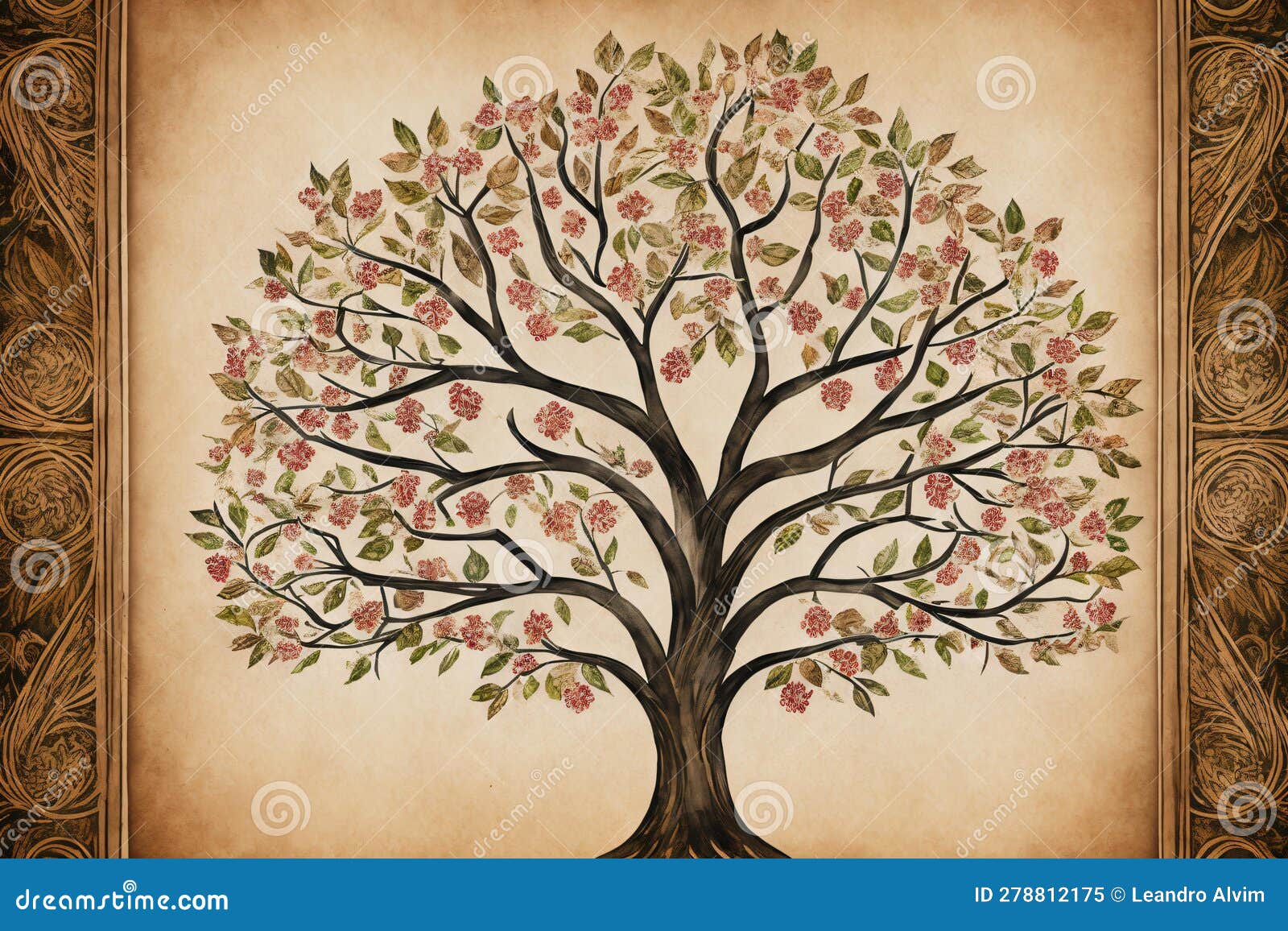 Roots and Branches a Detailed Family Tree.AI Generated Stock ...